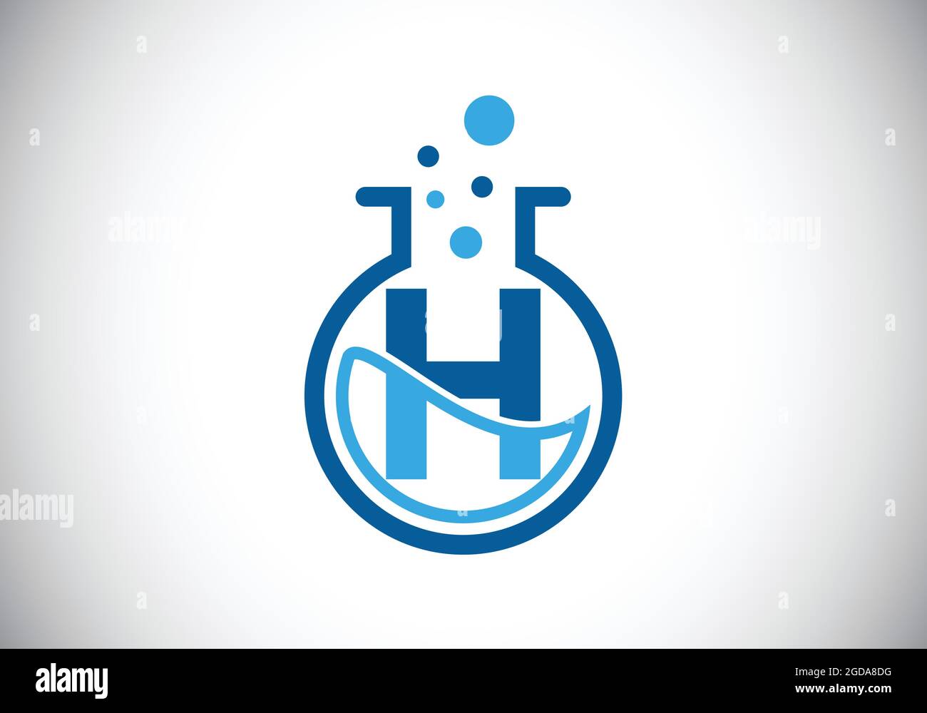 Initial H monogram alphabet with lab glass, chemical liquid, and ...
