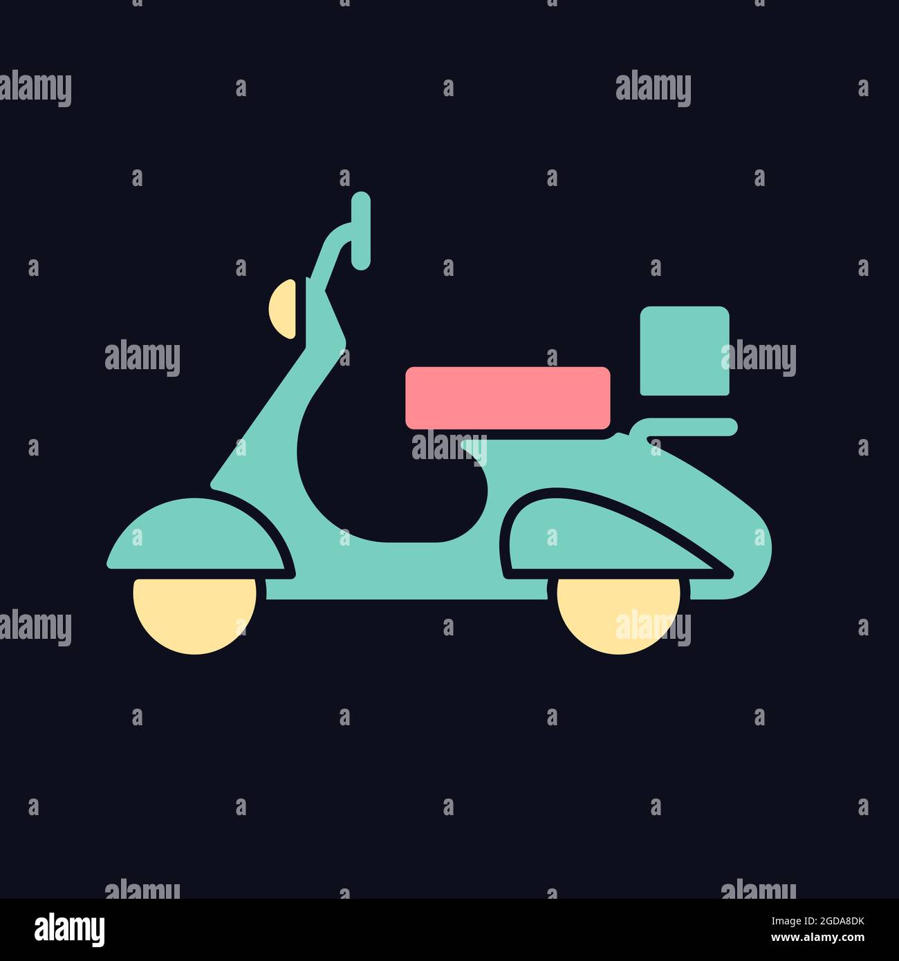 Vintage moped RGB color icon for dark theme Stock Vector Image & Art ...