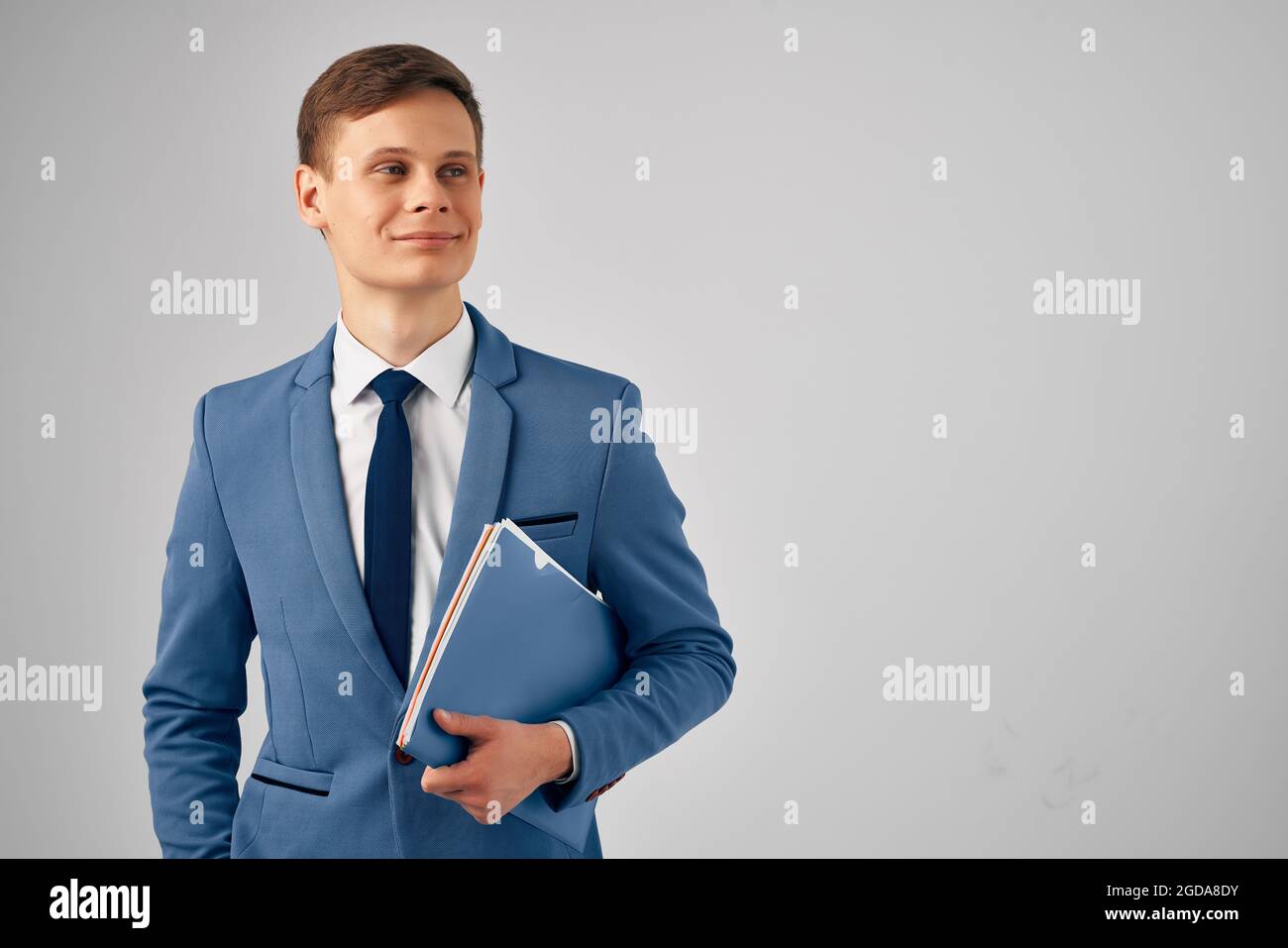 business man in suit folder in hands office work documents Stock Photo ...