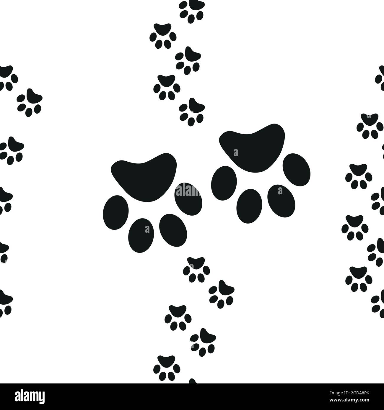 Animal footprint seamless pattern. Footprints of a cat, dog, bear, lion ...