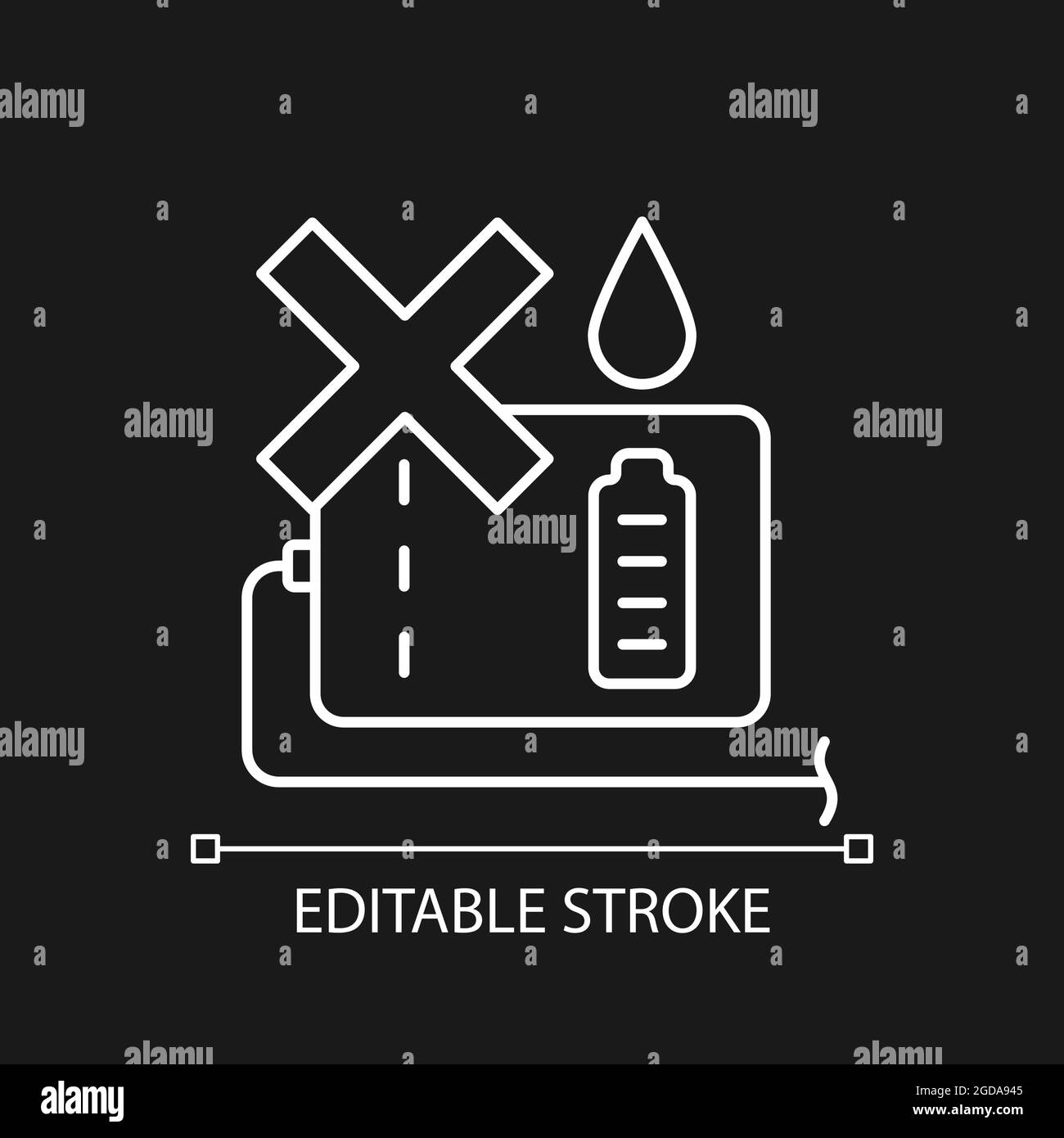 Avoid wet locations white linear manual label icon for dark theme Stock ...