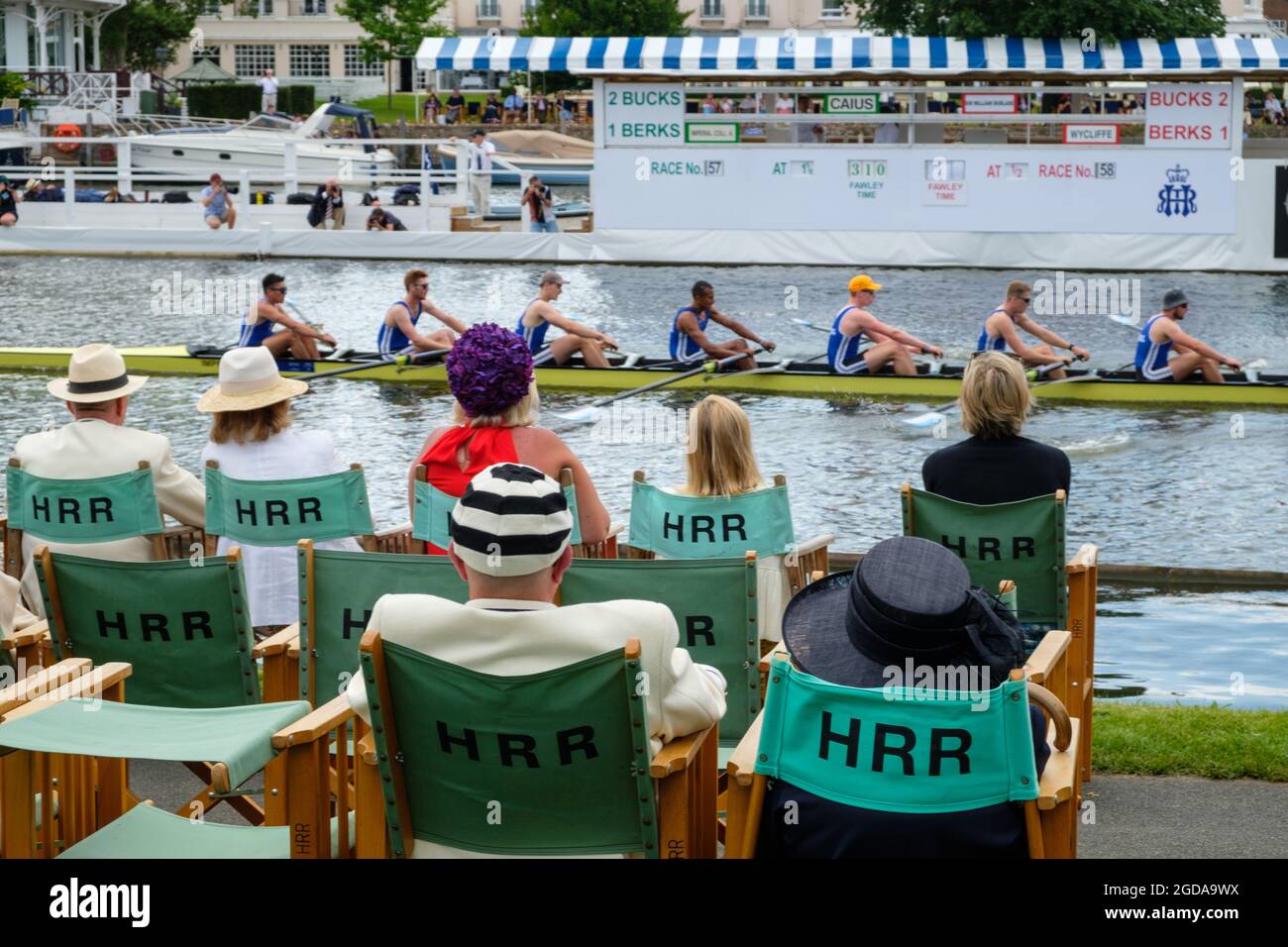 Spectators watch the finish of a race from the Stewards Enclosure at ...
