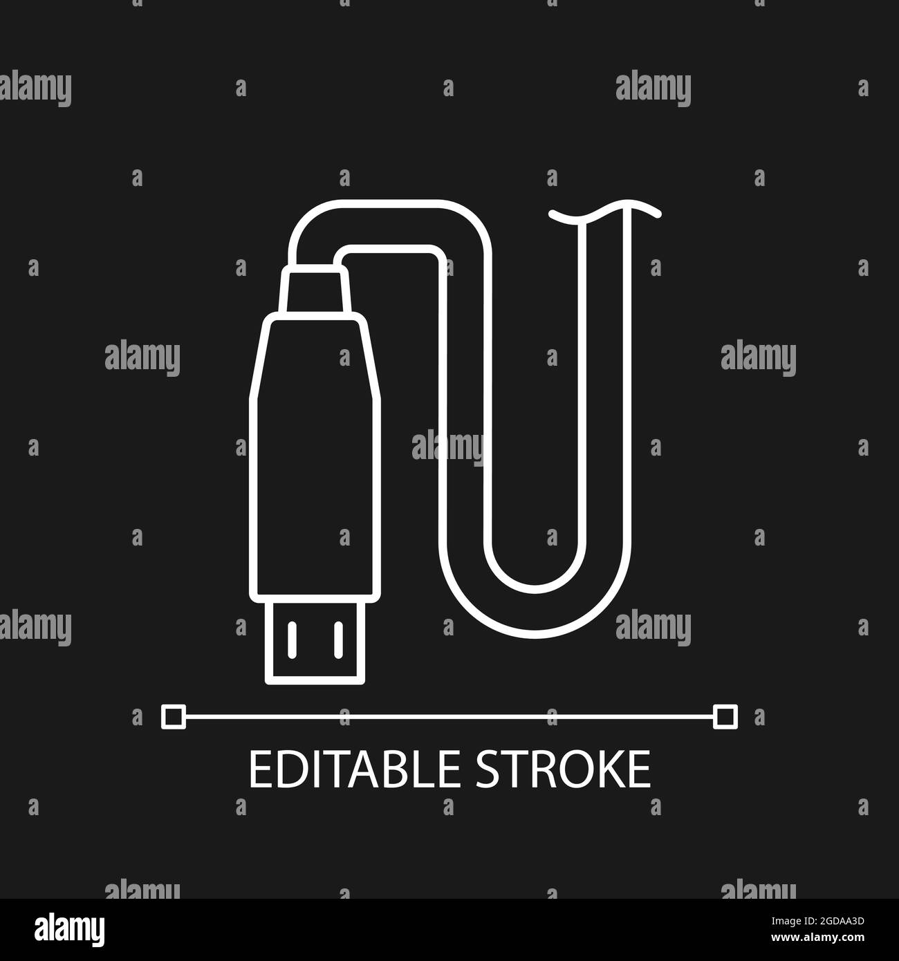 Micro USB output white linear manual label icon for dark theme Stock Vector Image & Art - Alamy