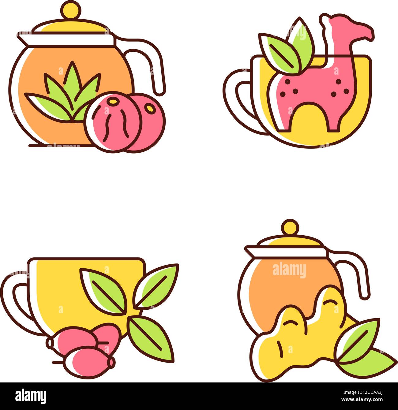 Medicinal tea RGB color icons set Stock Vector Image & Art - Alamy