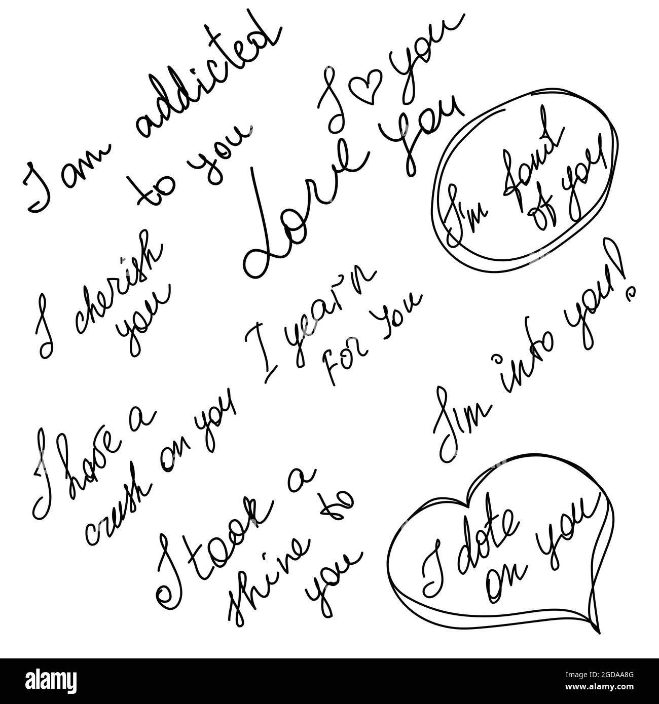 set of word LOVE original custom hand lettering, handmade calligraphy ...