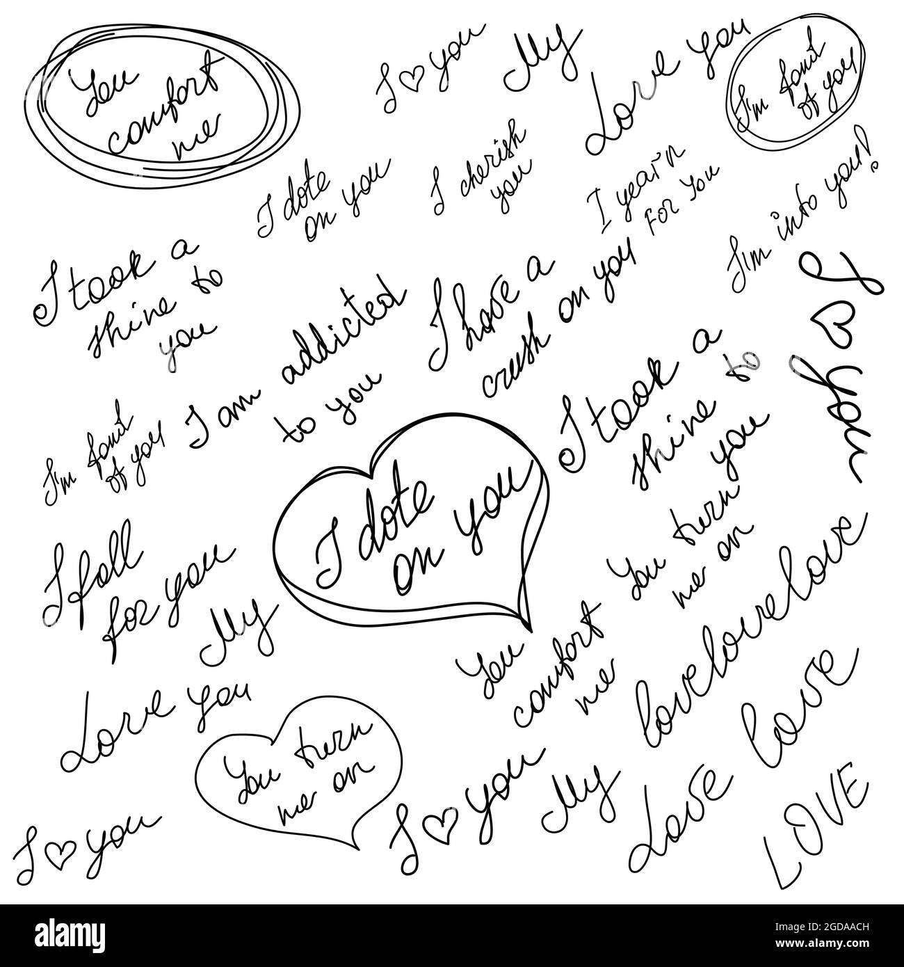 set of word LOVE original custom hand lettering, handmade calligraphy ...