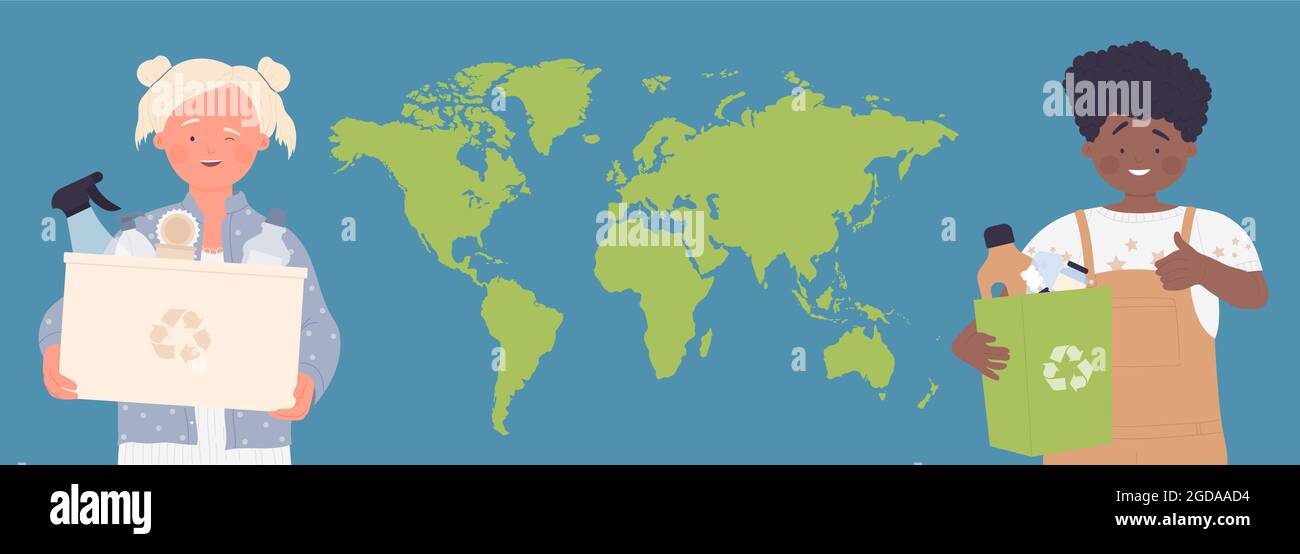 World environment day and children, eco friendly lifestyle vector ...