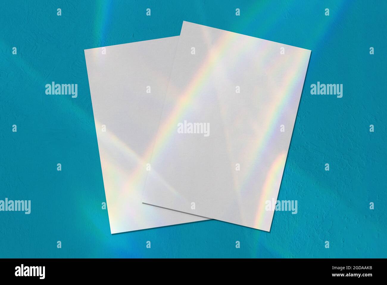 Two empty vertical rectangle poster mockup on blue background Stock ...
