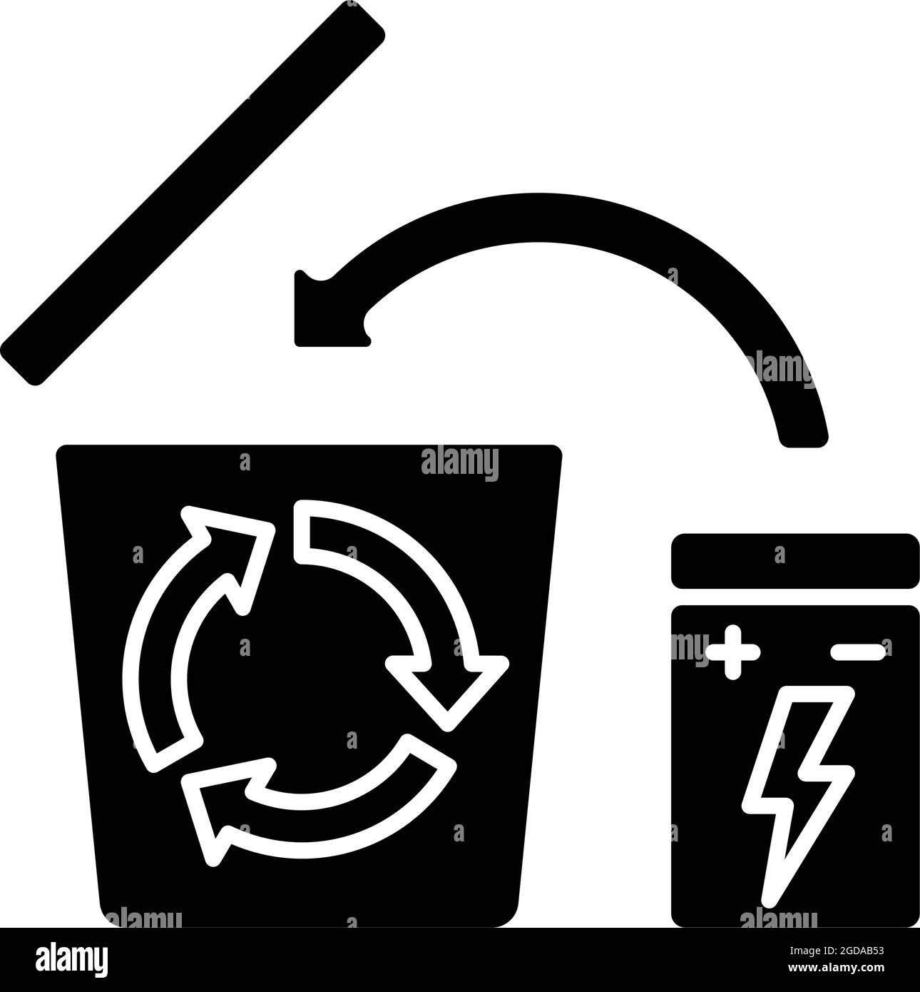 Battery recycling black glyph manual label icon Stock Vector Image ...