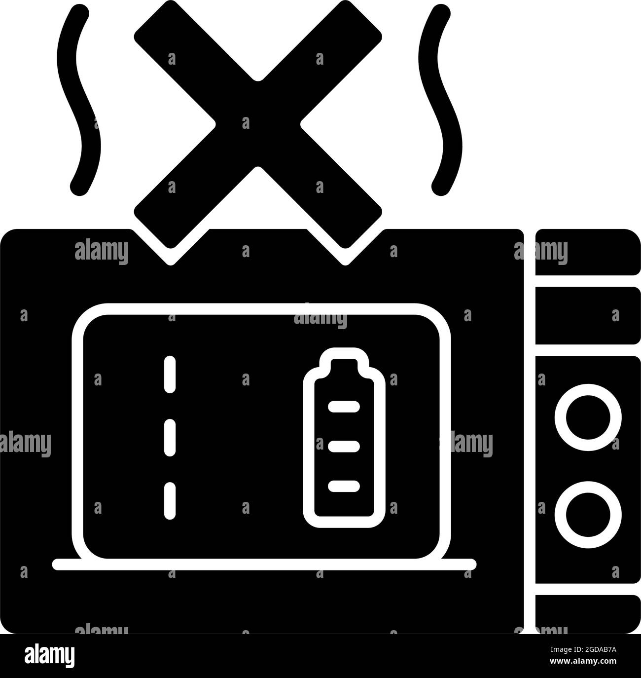 Dont microwave powerbank black glyph manual label icon Stock Vector ...
