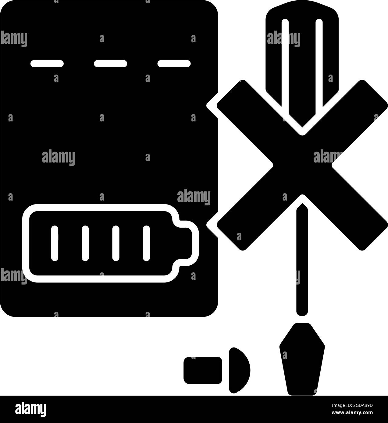 Dont disassemble powerbank black glyph manual label icon Stock Vector ...