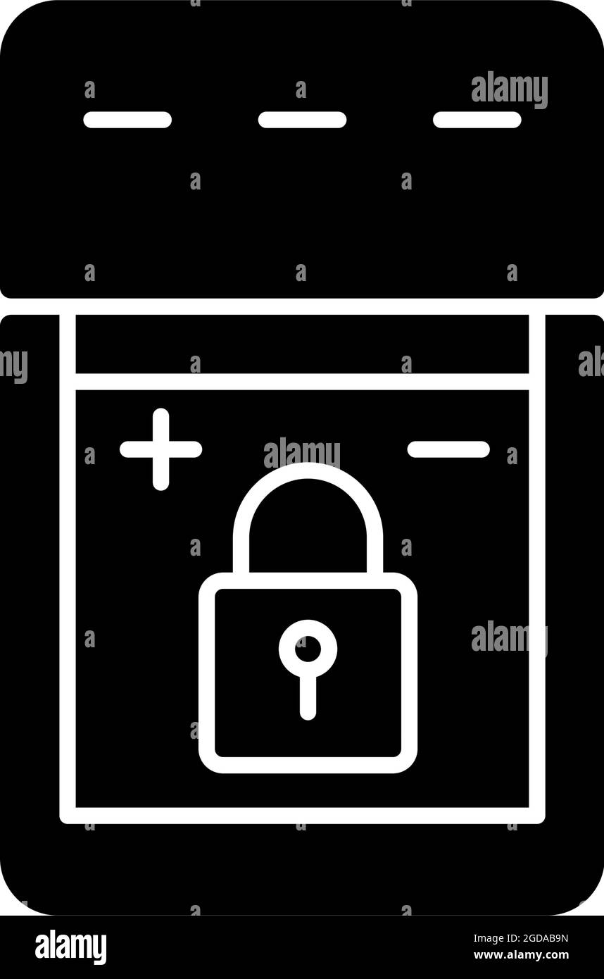 Non-replaceable battery black glyph manual label icon Stock Vector ...