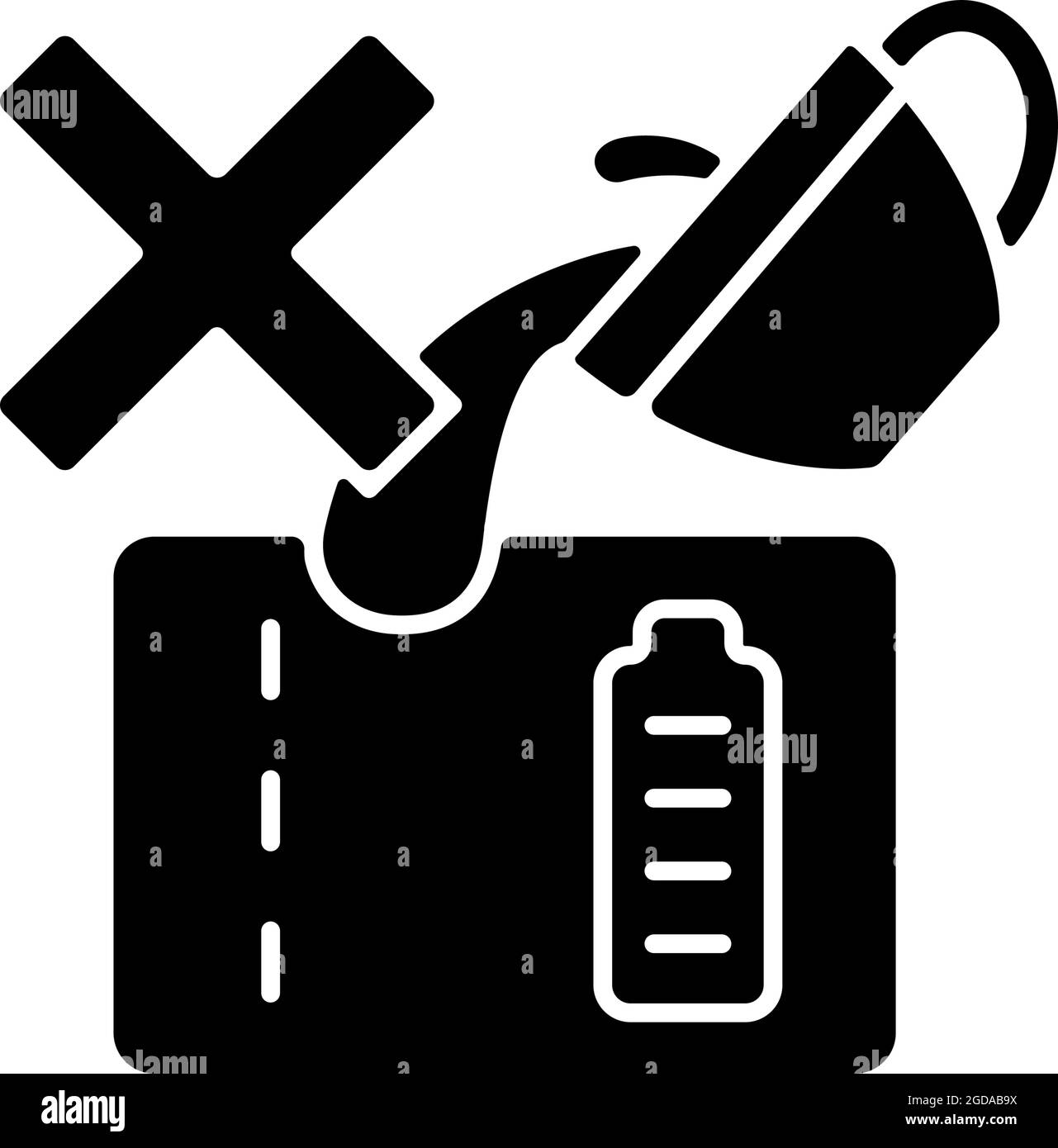 Dont spill on powerbank black glyph manual label icon Stock Vector ...