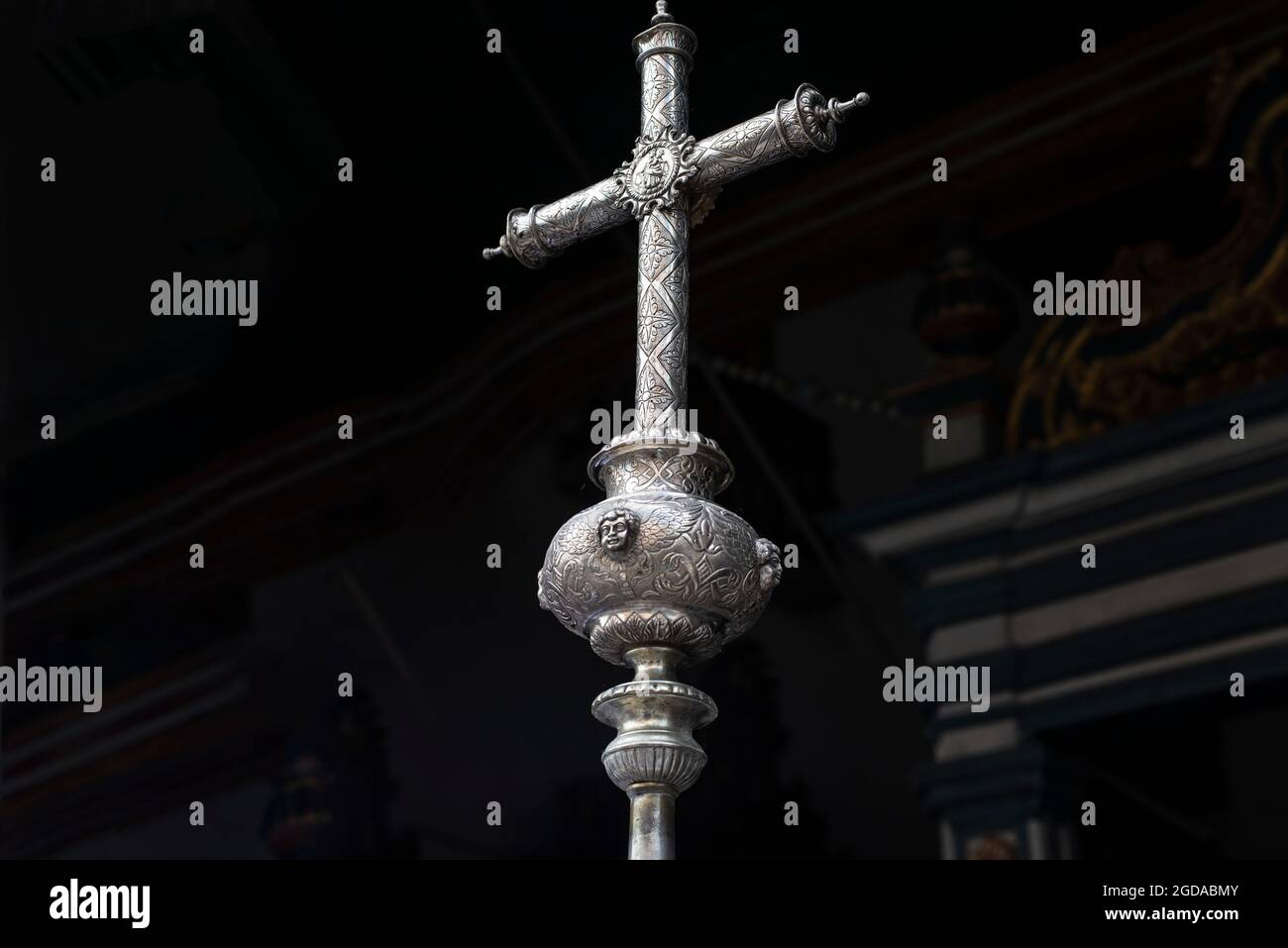 Silver cross entering the church to be worshiped by the faithful ...