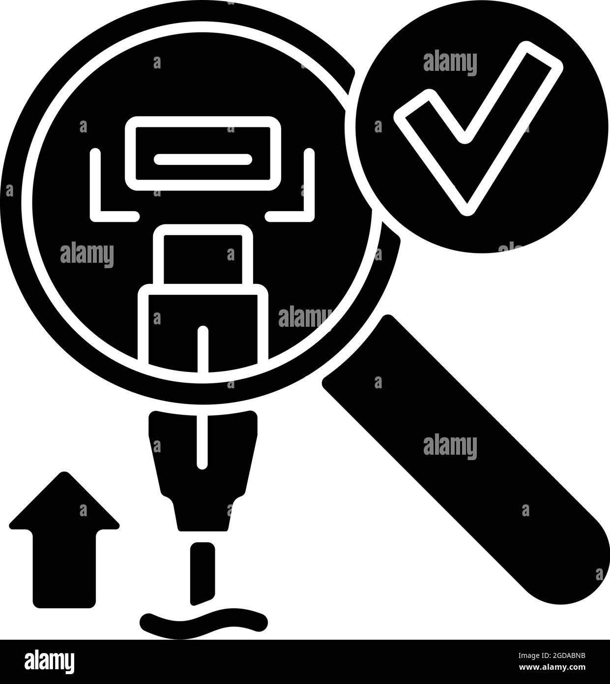 Check if connector and port match black glyph manual label icon Stock ...