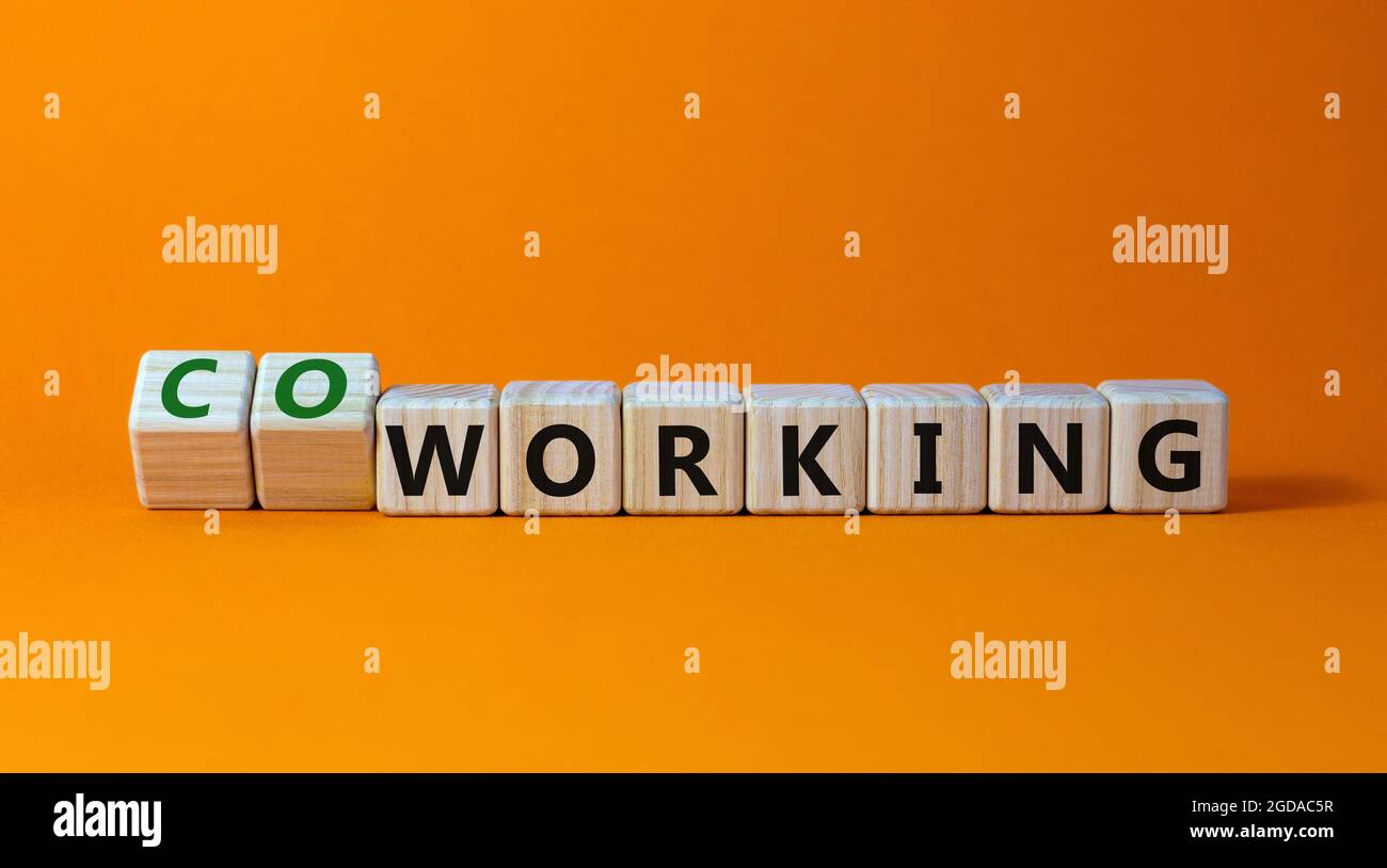 Working or coworking symbol. Turned a cube and changed the word ...