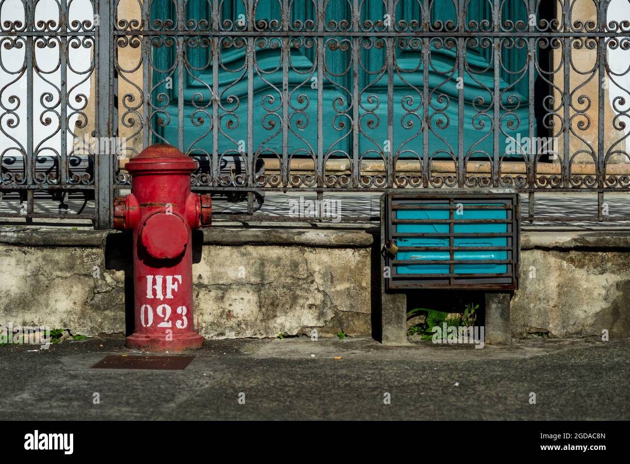 Old red fire hydrant in the streets of Pelourinho. Historic center of ...