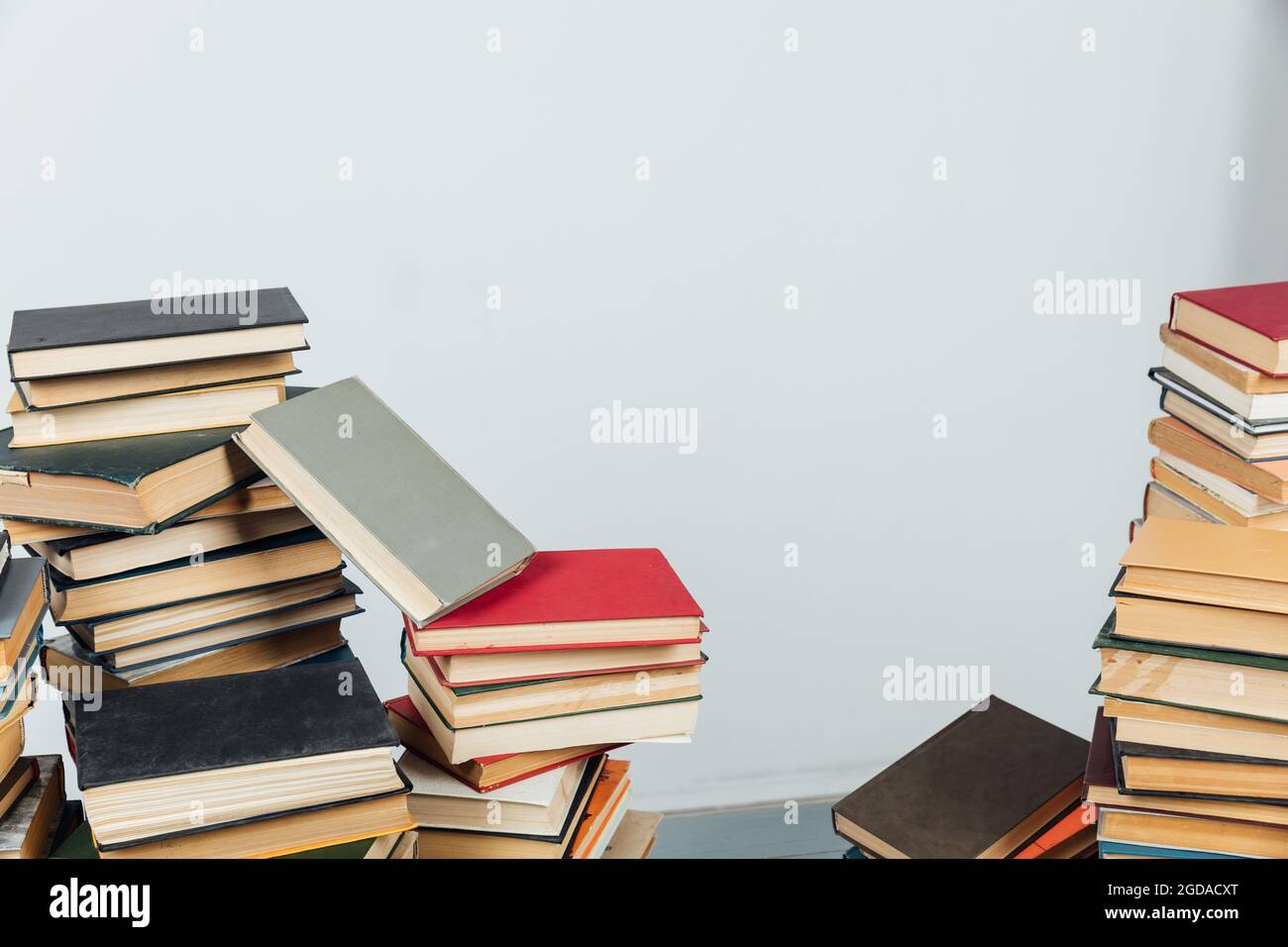 Stacks of books for teaching knowledge library university school white ...