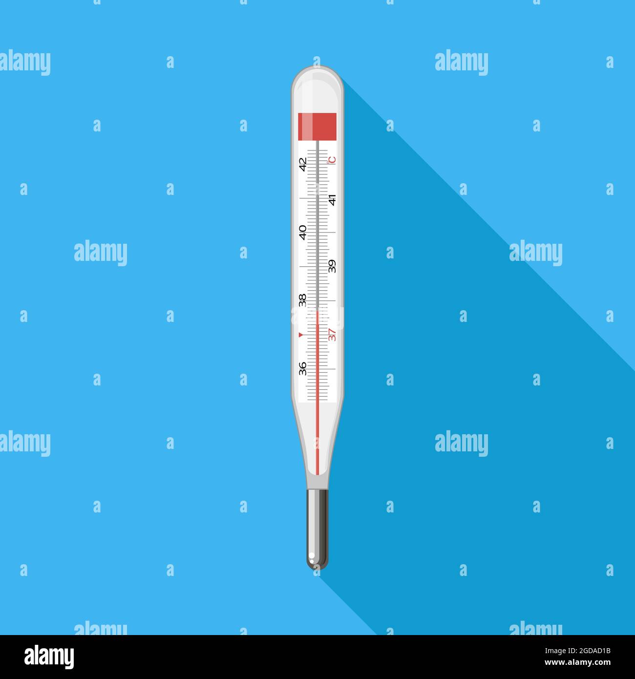 Glass Medical Thermometer Isolated on White Background. Measuring ...