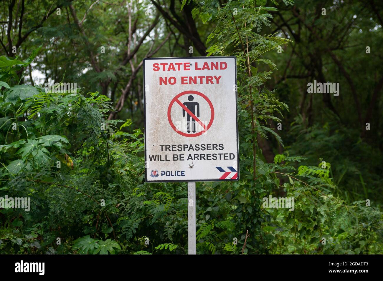 10.08.2021, Singapore, Republic of Singapore, Asia - A prohibition sign ...