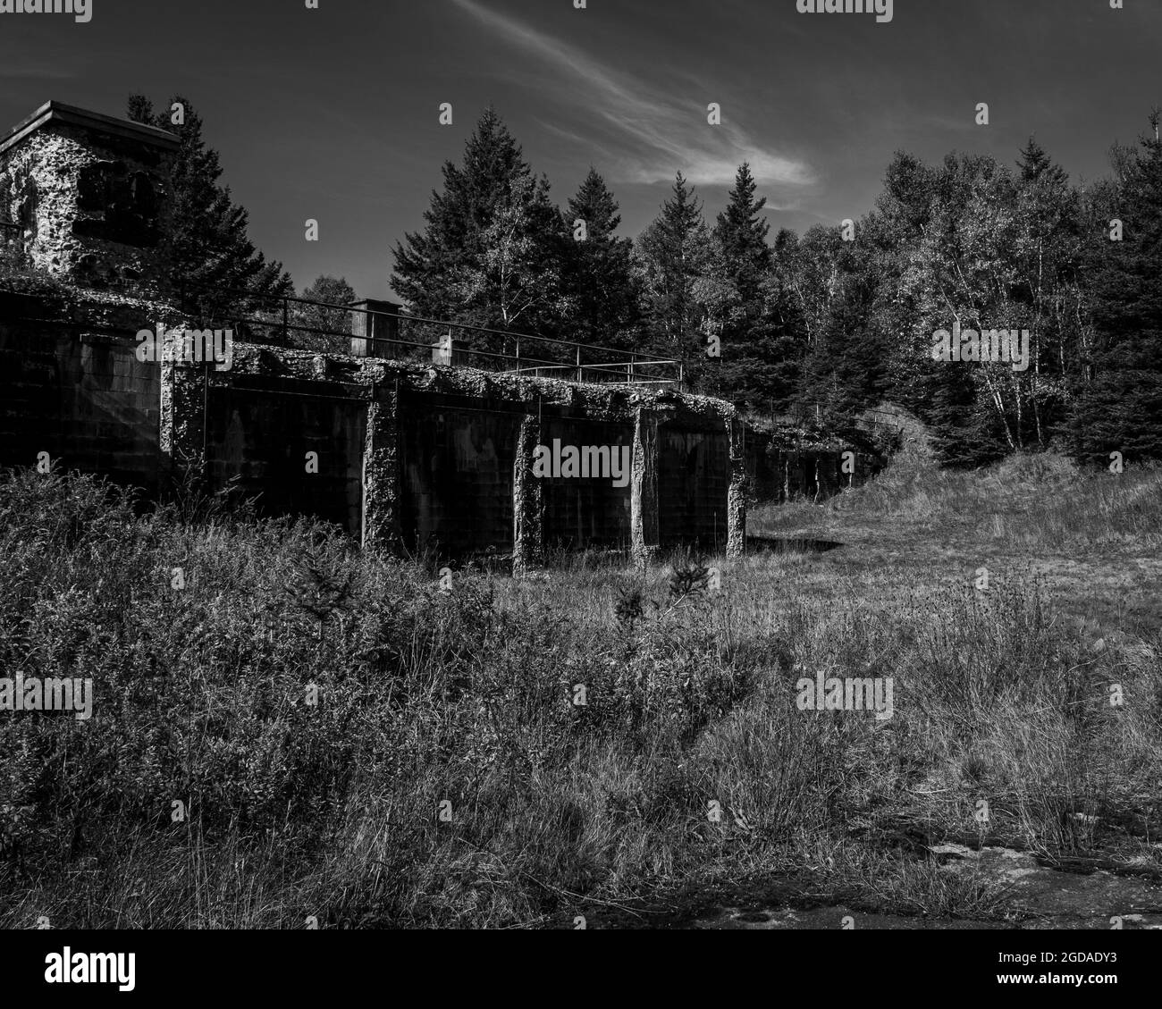 falling apart military structure in fort ives Stock Photo - Alamy