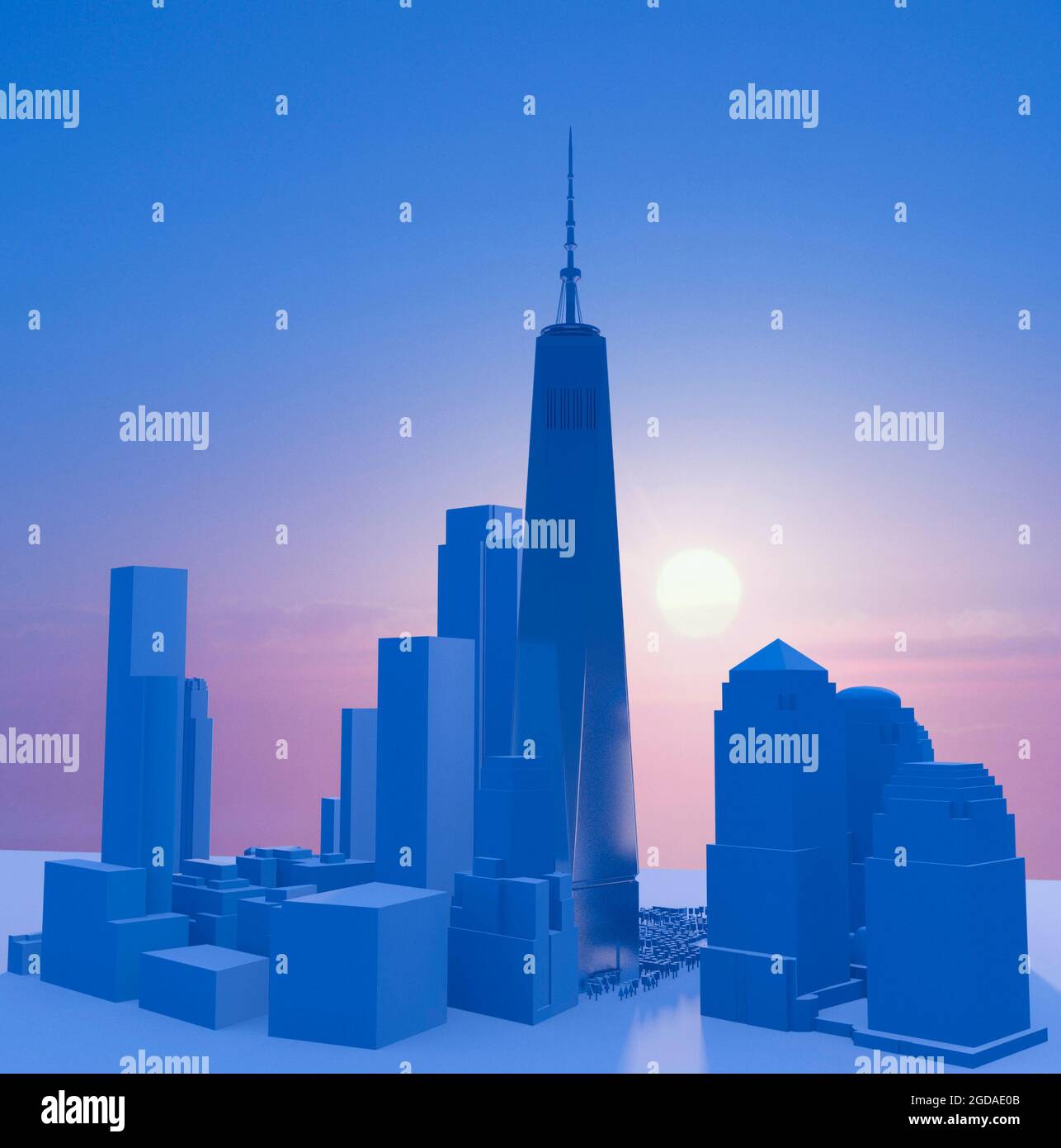 One World Trade Center complex, One WTC, Freedom Tower. Silhouette ...