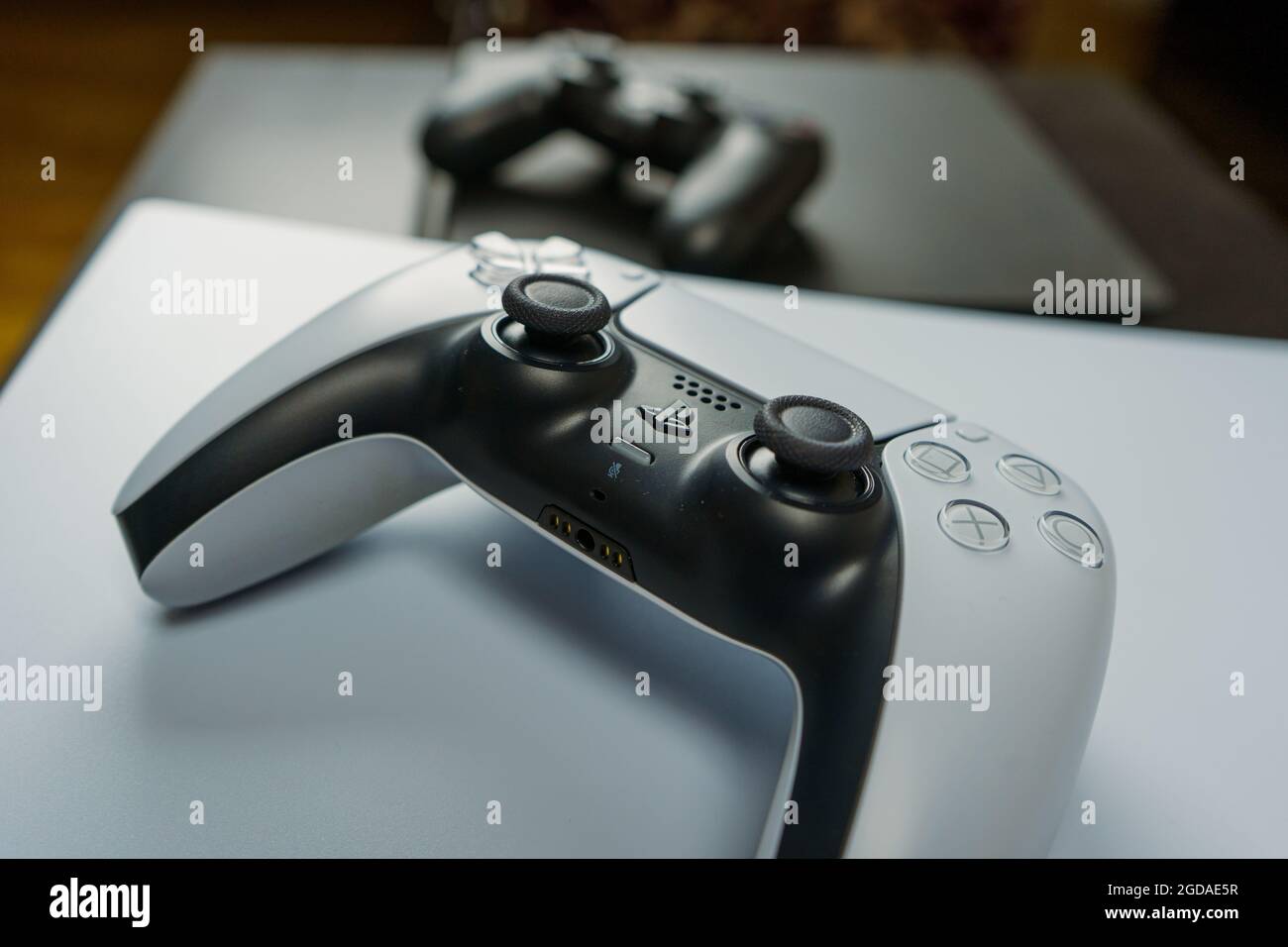 Sony PlayStation 5. New generation gaming computer. PS5 controller ...