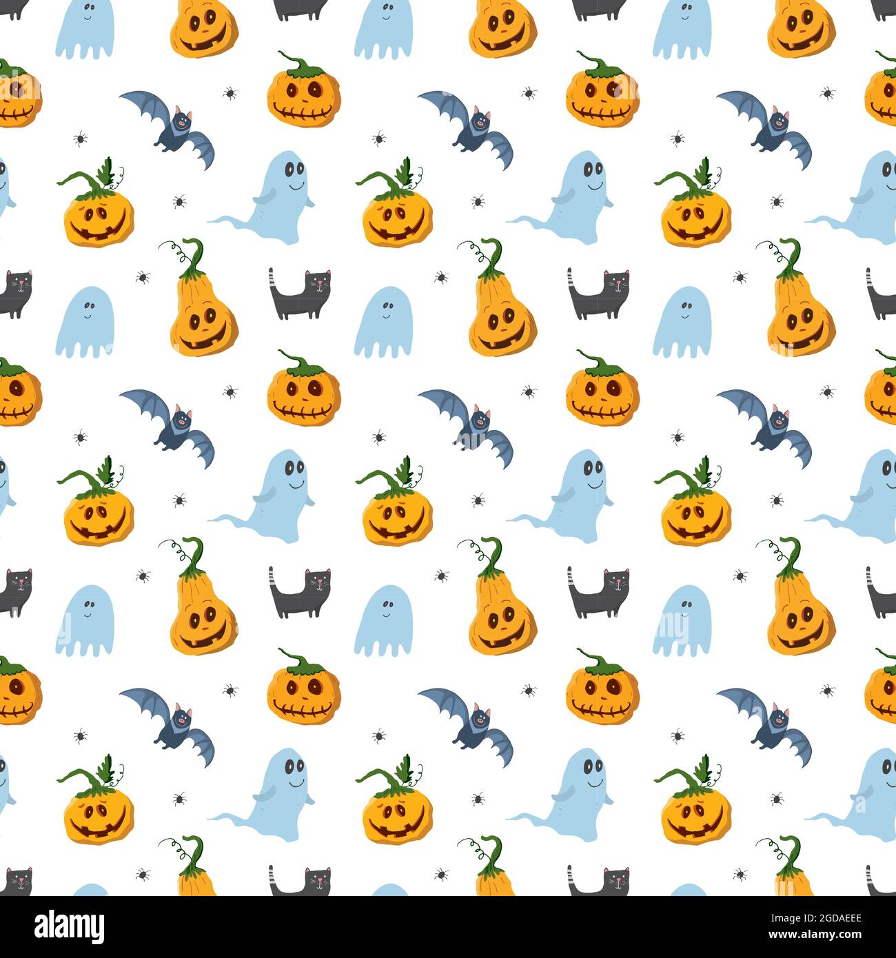 Halloween seamless pattern design. Cute cartoon elements, holiday ...