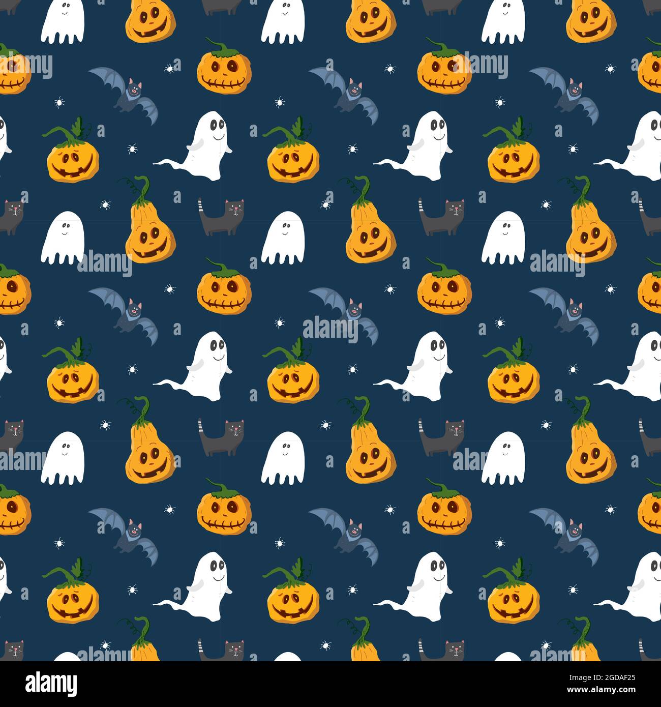 Halloween seamless pattern design. Cute cartoon elements, holiday ...