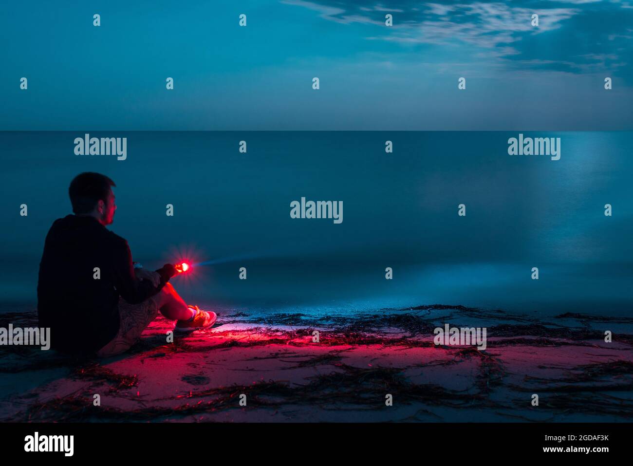 Man flashlight beam hi-res stock photography and images - Alamy