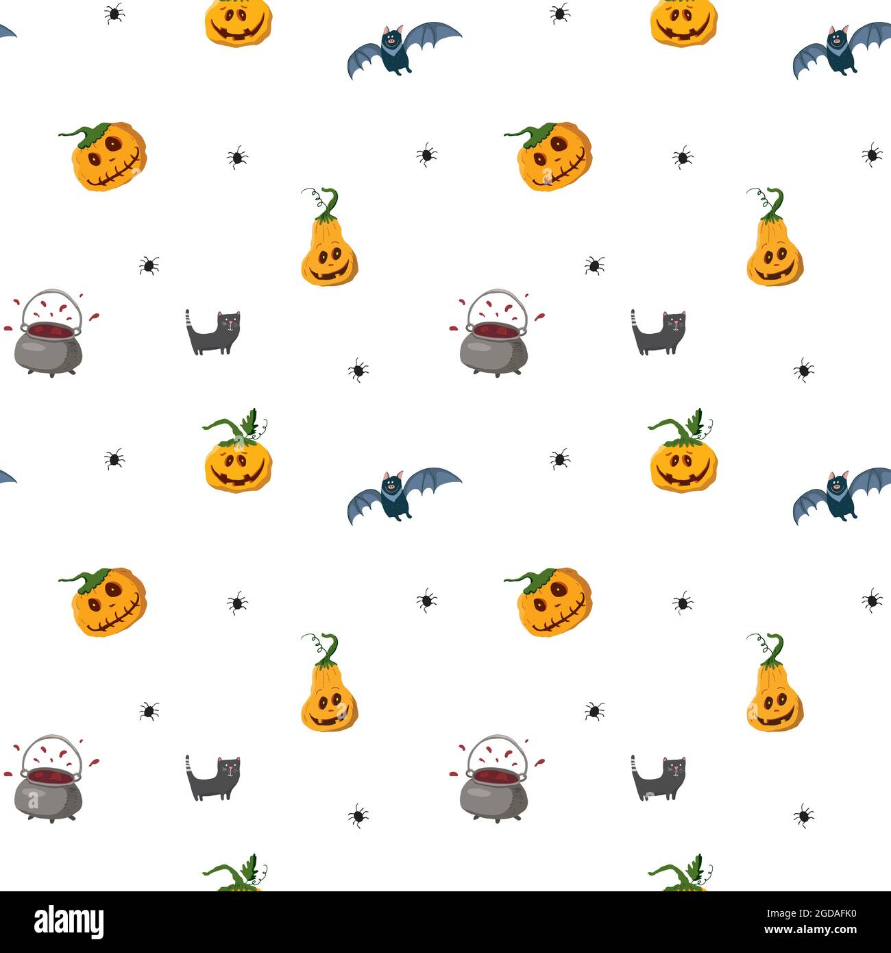 Halloween seamless pattern design. Cute cartoon elements, holiday ...