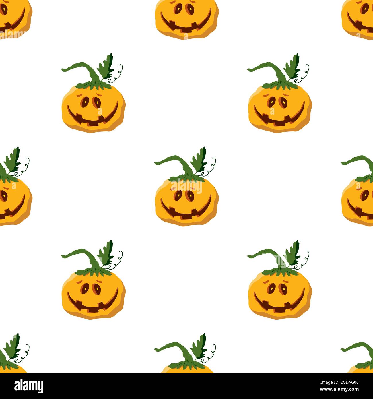 Halloween pumpkin seamless pattern. Cute cartoon pumpkins, holiday background design, vector ...