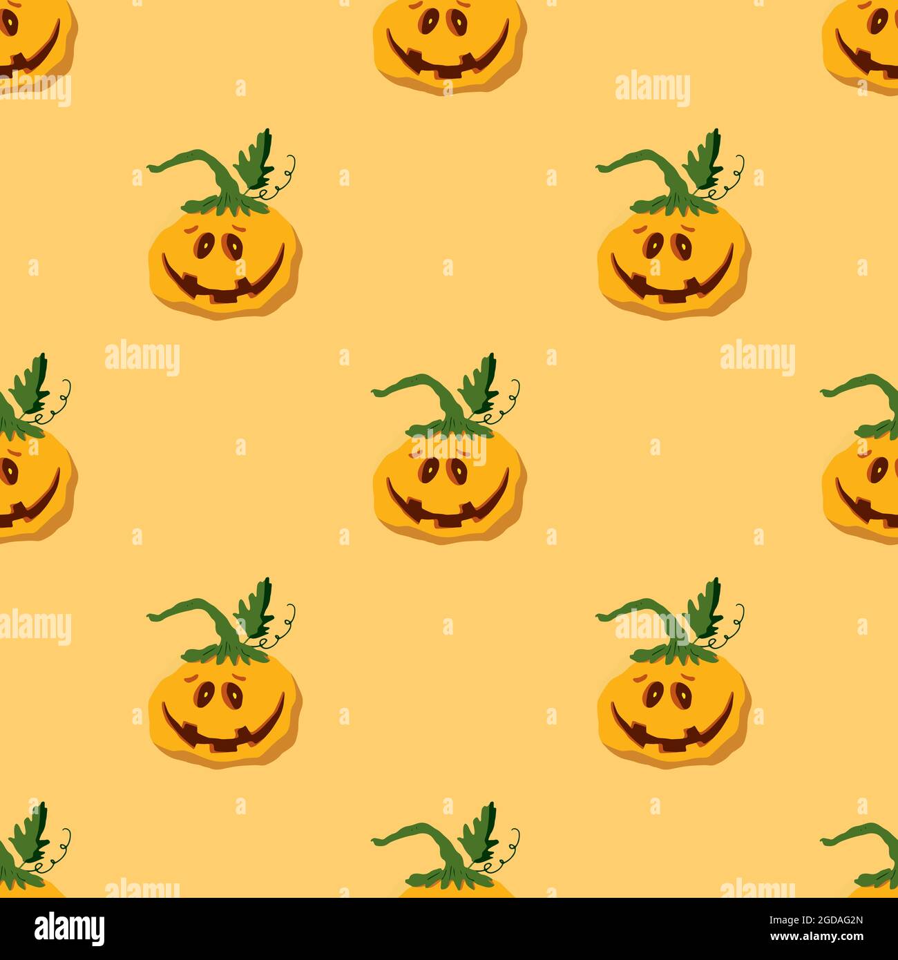 Halloween pumpkin seamless pattern. Cute cartoon pumpkins, holiday background design, vector ...
