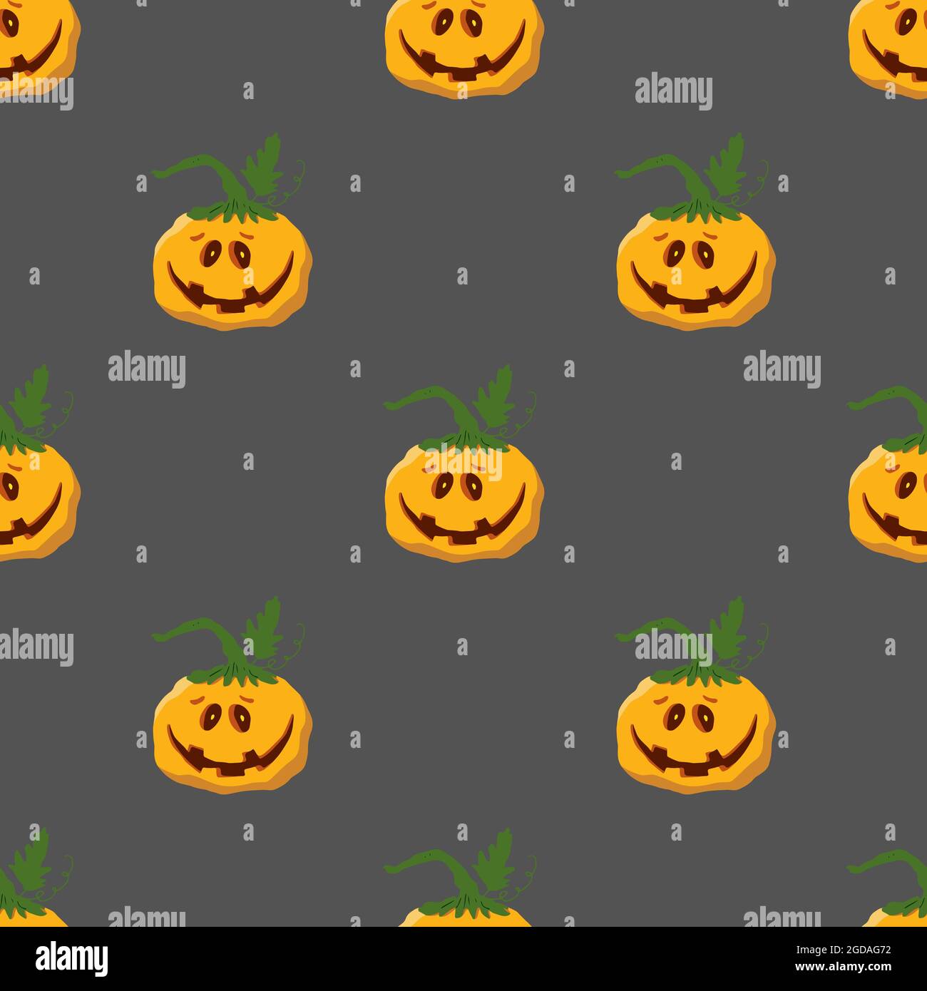 Halloween pumpkin seamless pattern. Cute cartoon pumpkins, holiday background design, vector ...