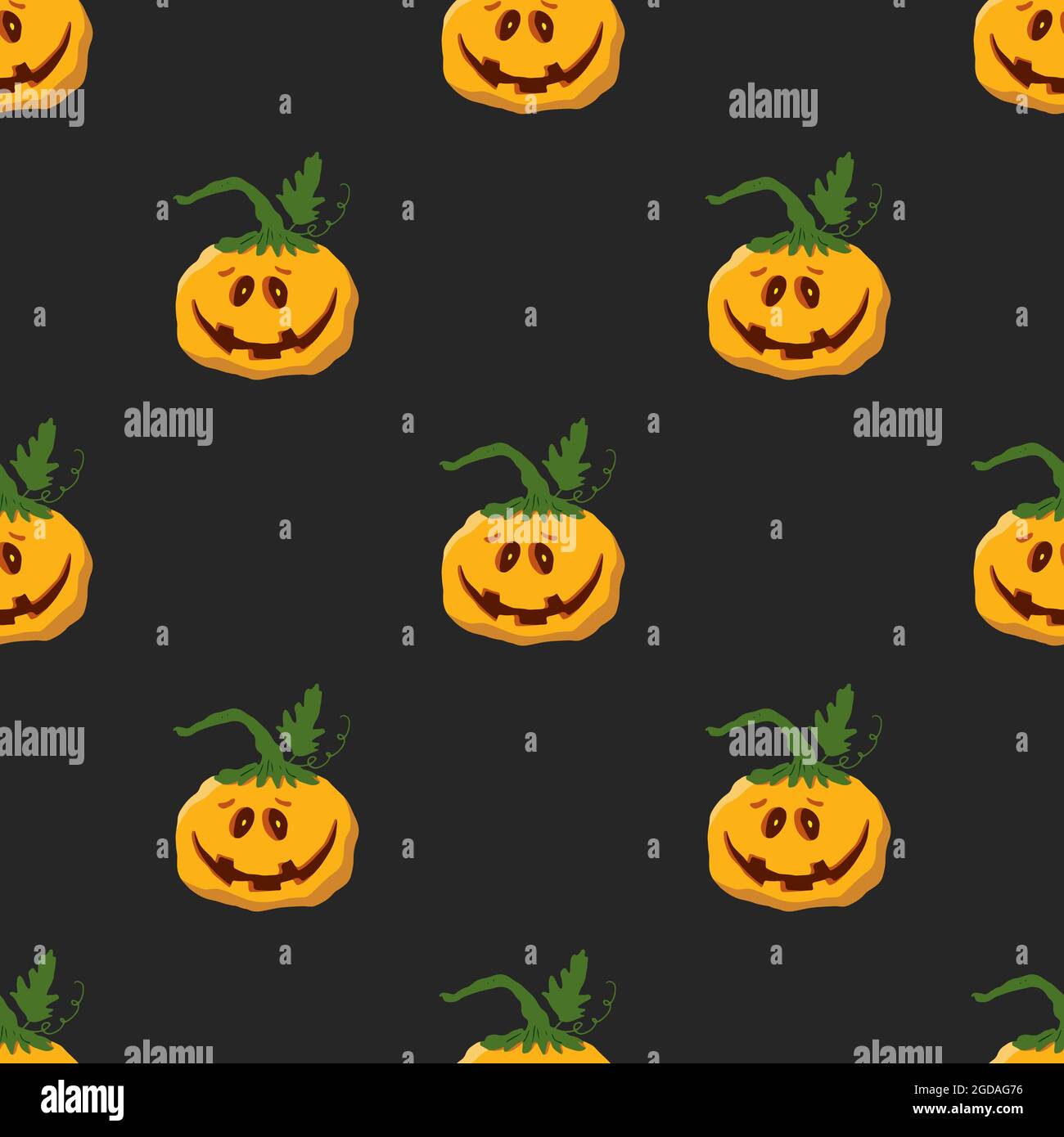 Halloween pumpkin seamless pattern. Cute cartoon pumpkins, holiday background design, vector ...