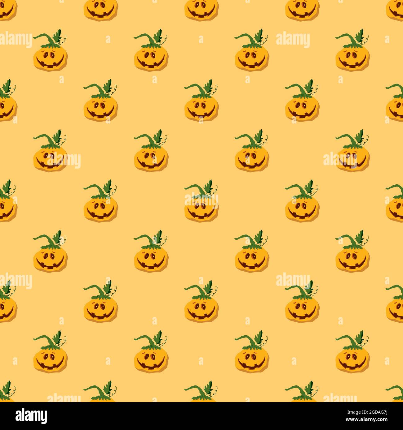 Halloween pumpkin seamless pattern. Cute cartoon pumpkins, holiday background design, vector ...