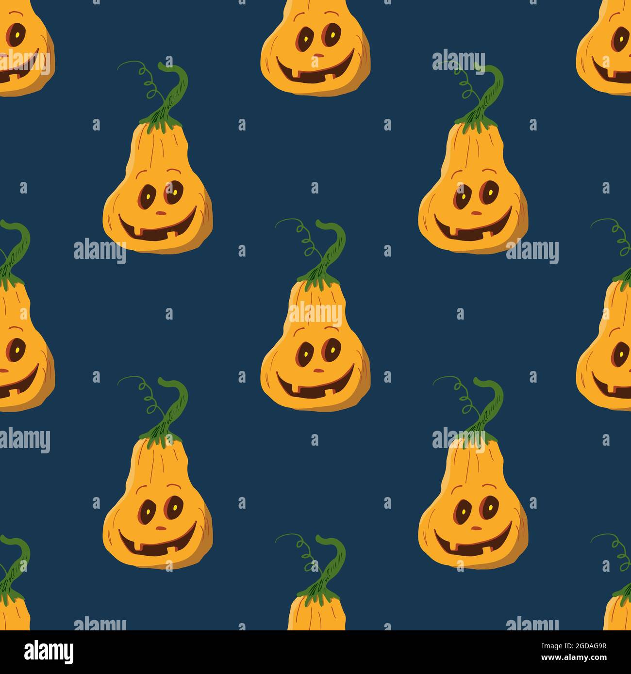 Halloween pumpkin seamless pattern. Cute cartoon pumpkins, holiday ...