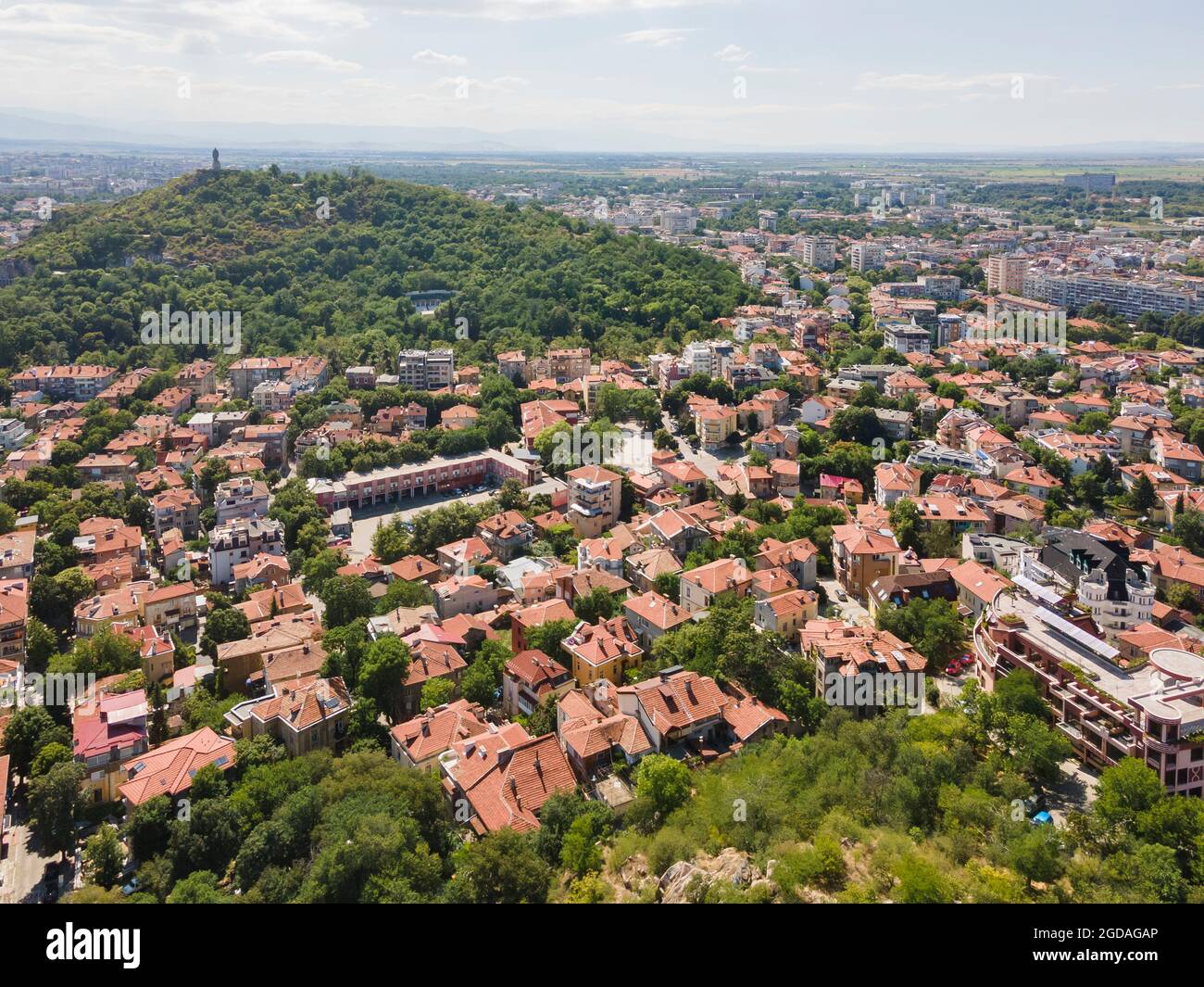 Amazing Aerial view of center of City of Plovdiv, Bulgaria Stock Photo ...