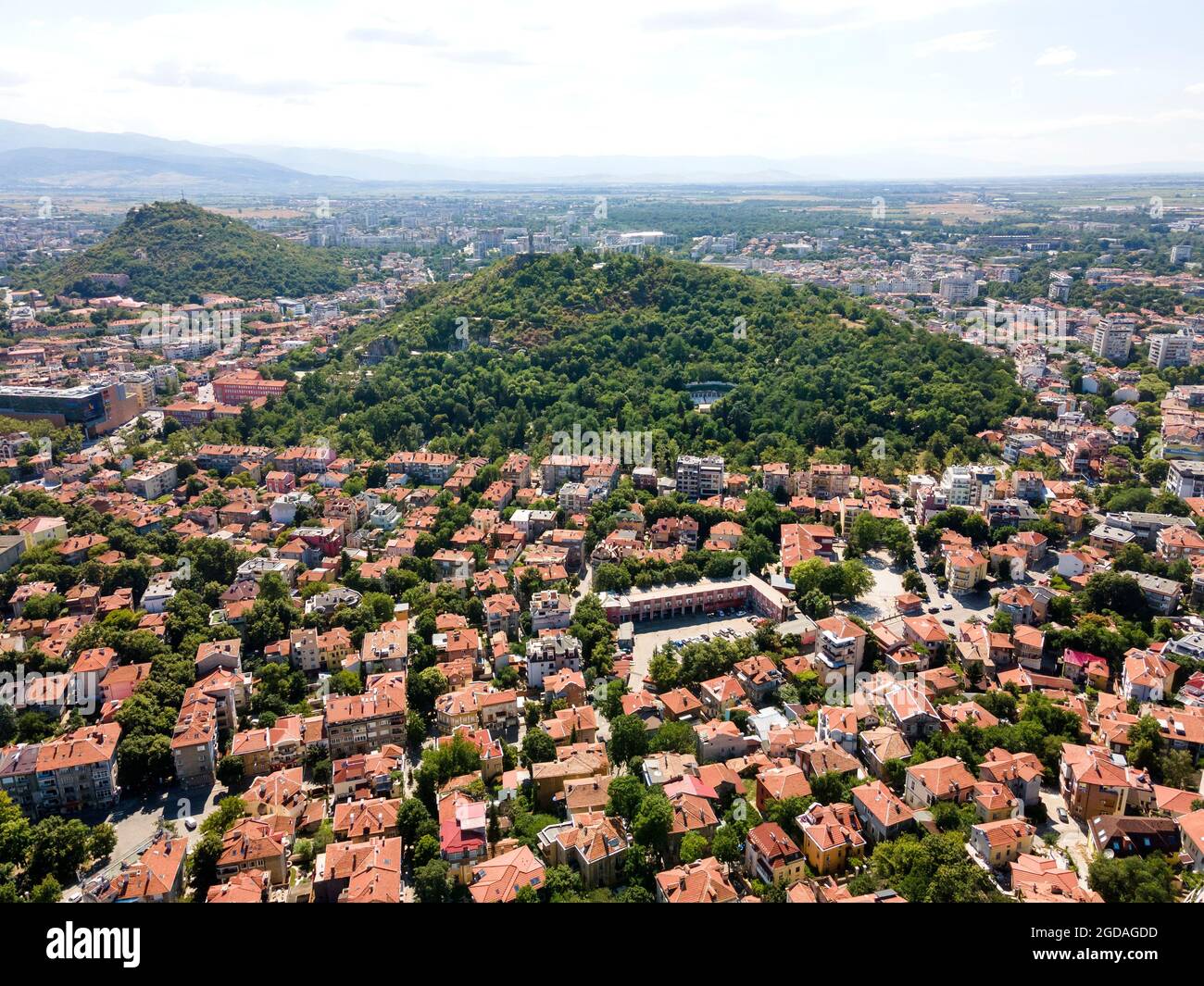 Amazing Aerial view of center of City of Plovdiv, Bulgaria Stock Photo ...