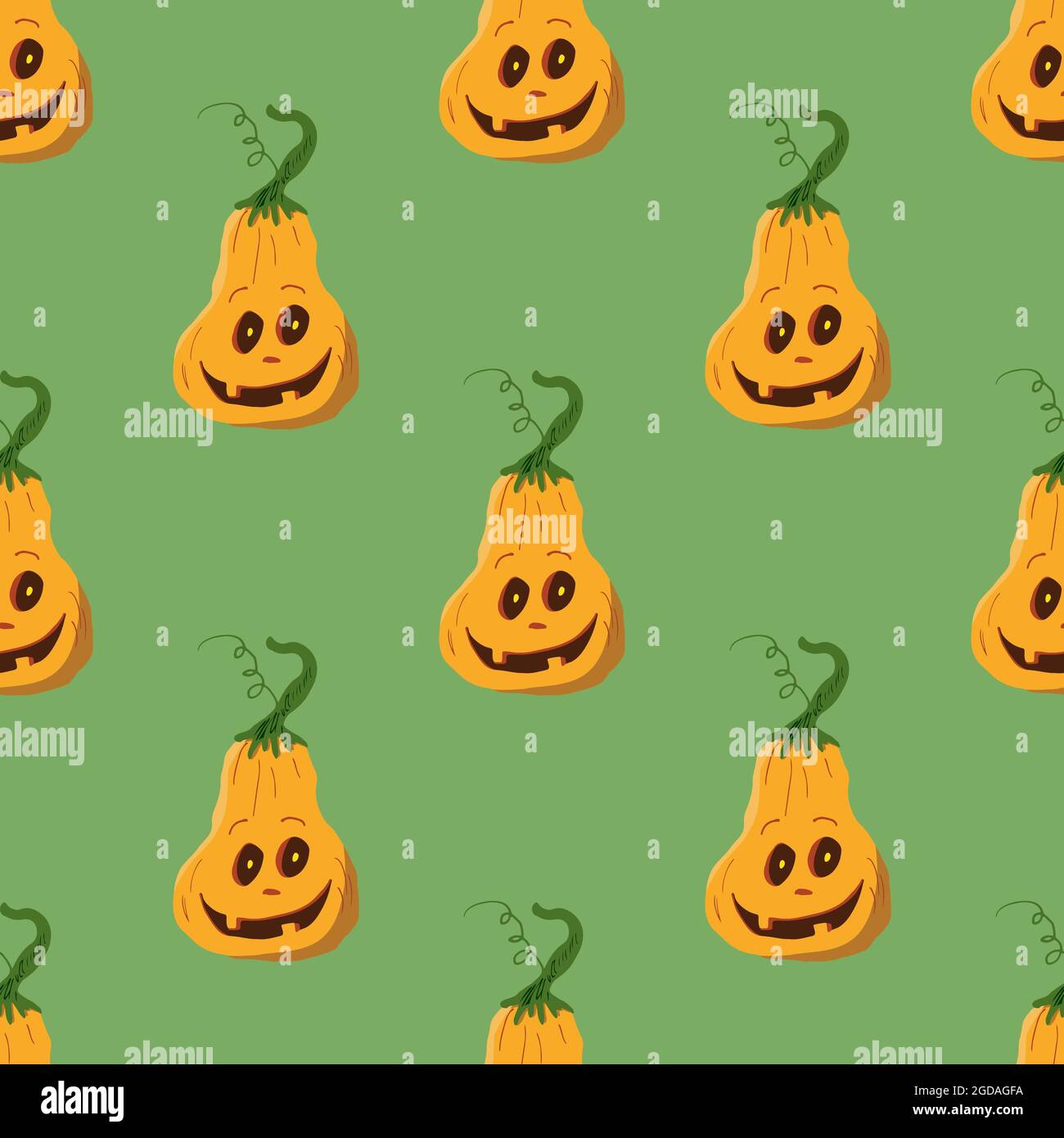 Halloween pumpkin seamless pattern. Cute cartoon pumpkins, holiday background design, vector ...