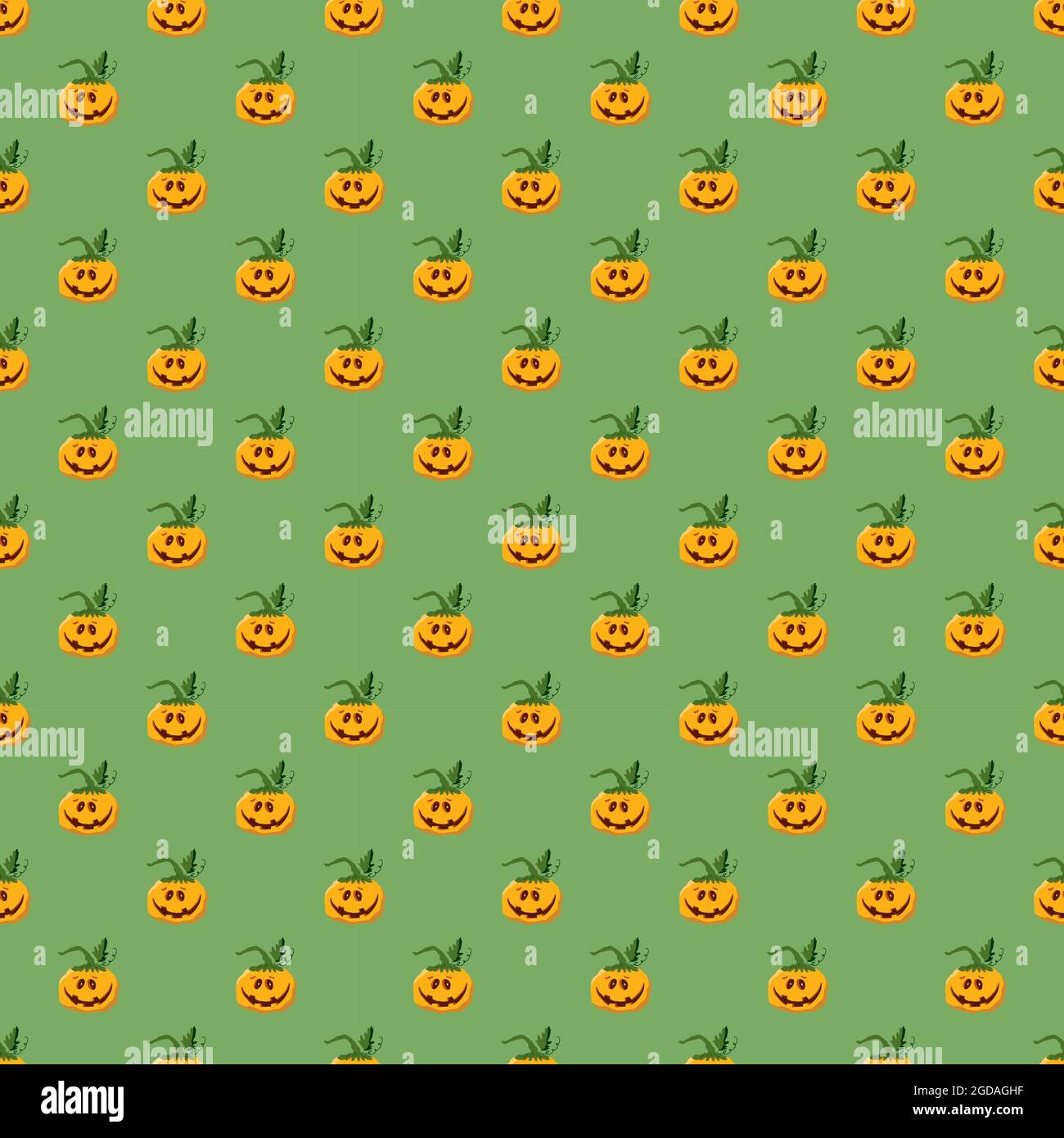 Halloween pumpkin seamless pattern. Cute cartoon pumpkins, holiday background design, vector ...