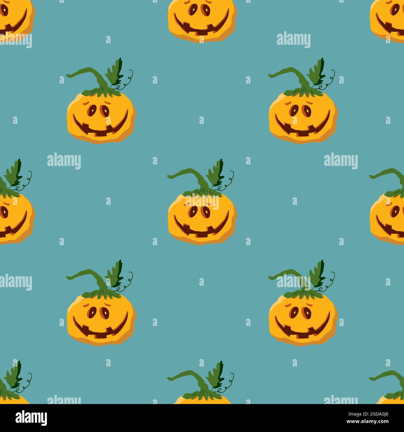 Halloween pumpkin seamless pattern. Cute cartoon pumpkins, holiday background design, vector ...