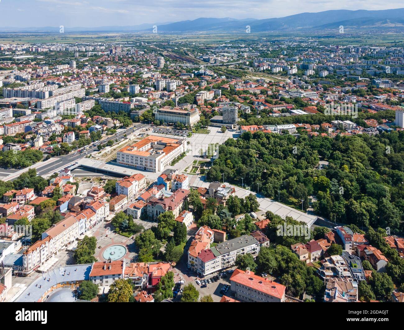 Amazing Aerial view of center of City of Plovdiv, Bulgaria Stock Photo ...