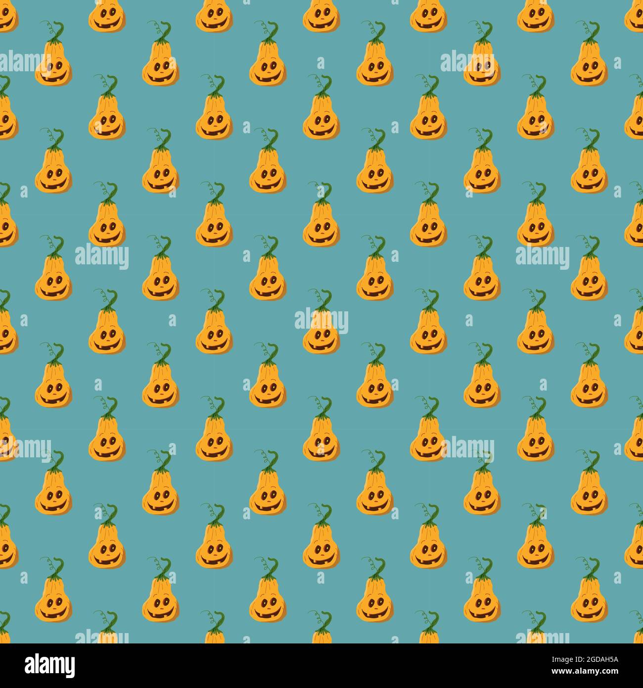 Halloween pumpkin seamless pattern. Cute cartoon pumpkins, holiday background design, vector ...