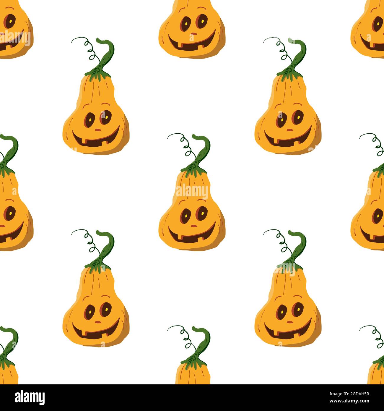 Halloween pumpkin seamless pattern. Cute cartoon pumpkins, holiday background design, vector ...