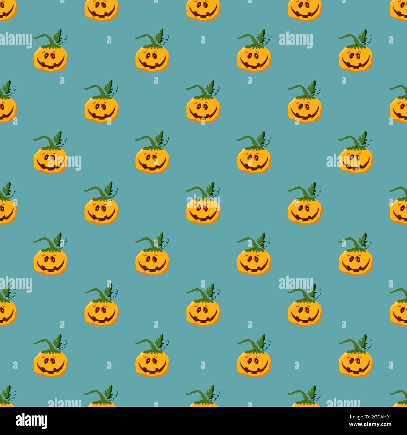 Halloween pumpkin seamless pattern. Cute cartoon pumpkins, holiday background design, vector ...