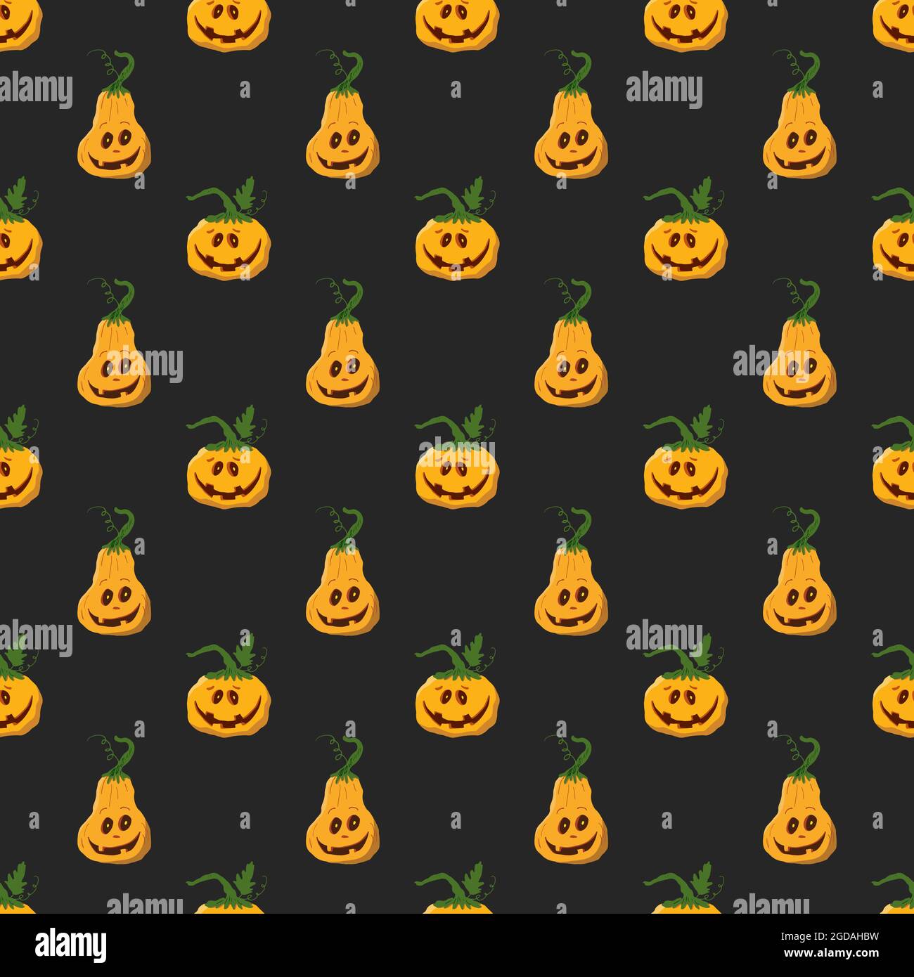 Halloween pumpkin seamless pattern. Cute cartoon pumpkins, holiday background design, vector ...