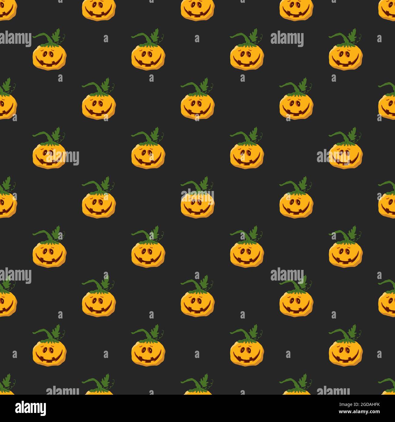Halloween pumpkin seamless pattern. Cute cartoon pumpkins, holiday background design, vector ...