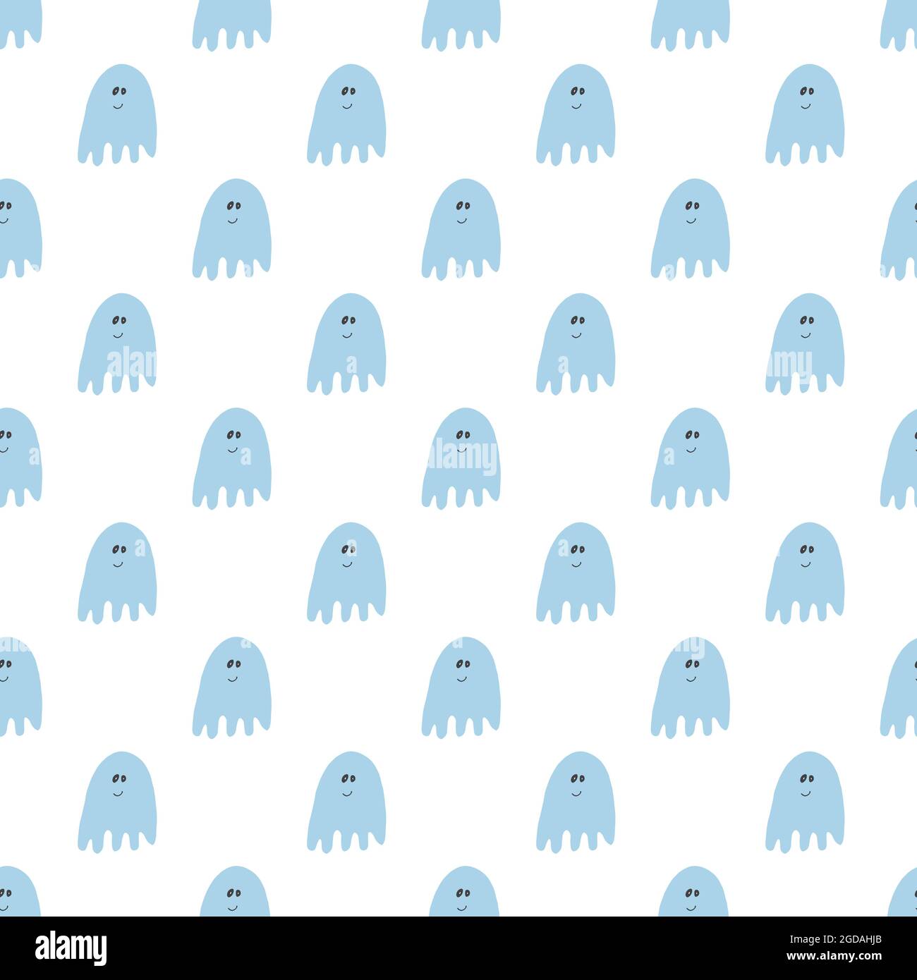 Cute ghost seamless pattern design. Halloween holiday, cartoon background, vector illustration ...