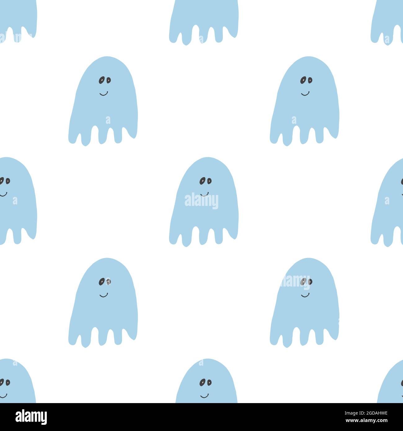 Cute ghost seamless pattern design. Halloween holiday, cartoon background, vector illustration ...
